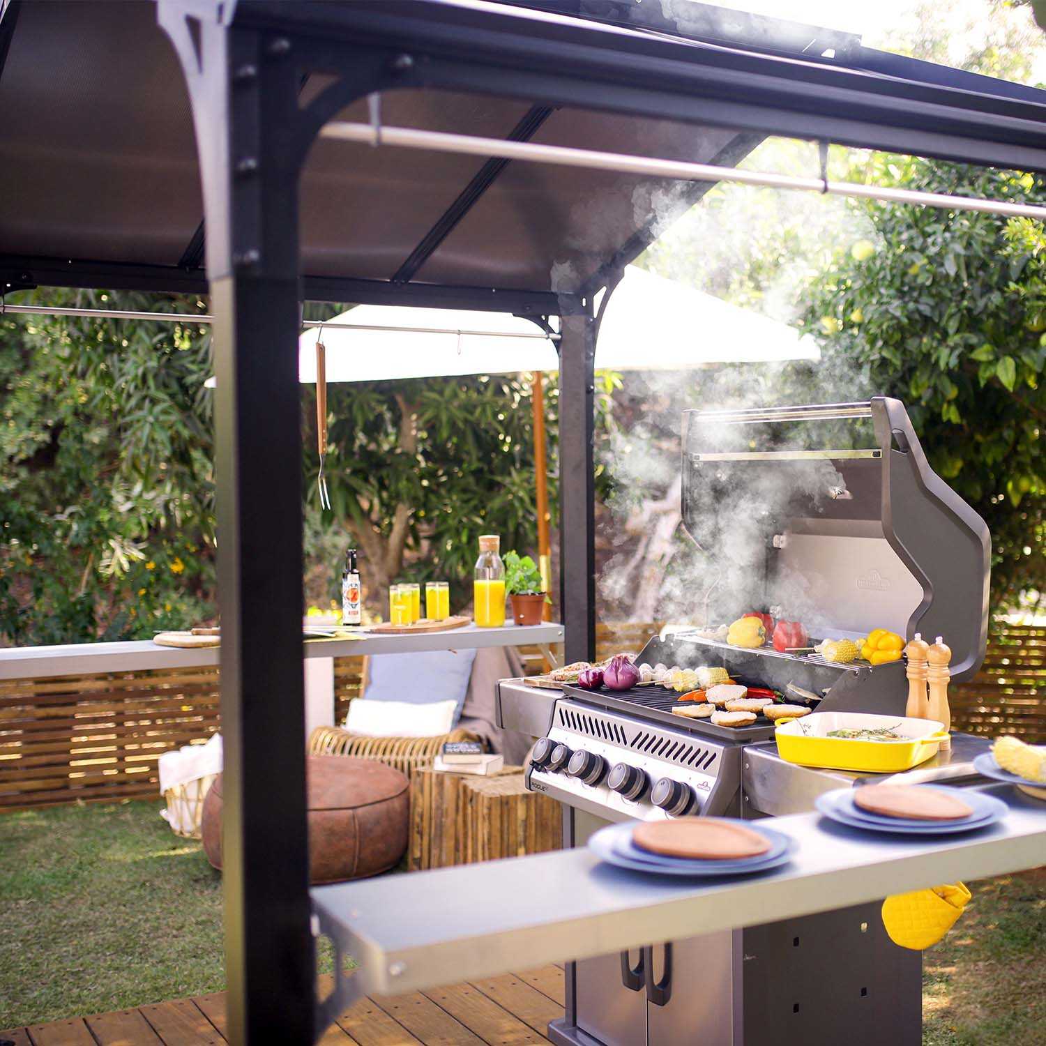 Abri barbecue en aluminium et polycarbonate austin