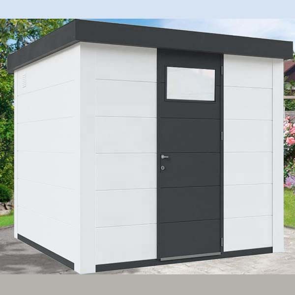 Abri de jardin moderne en acier porte simple 4,3 m² eleganto 2121 (blanc) Abri de jardin moderne en acier porte simple 4,3 m² eleganto 2121 (blanc)