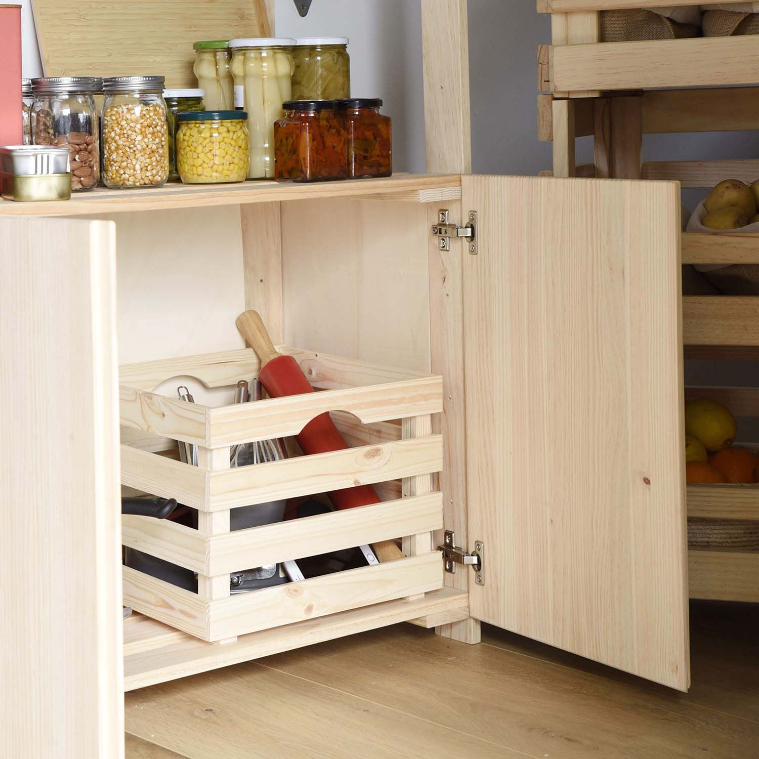 Armoire de rangement en pin massif nova (76.5 x 40.5 x 53.5 cm)