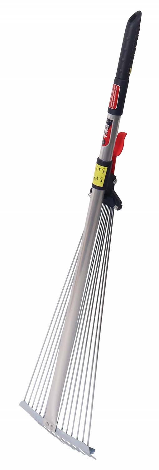 Balai à gazon extensible en acier et aluminium