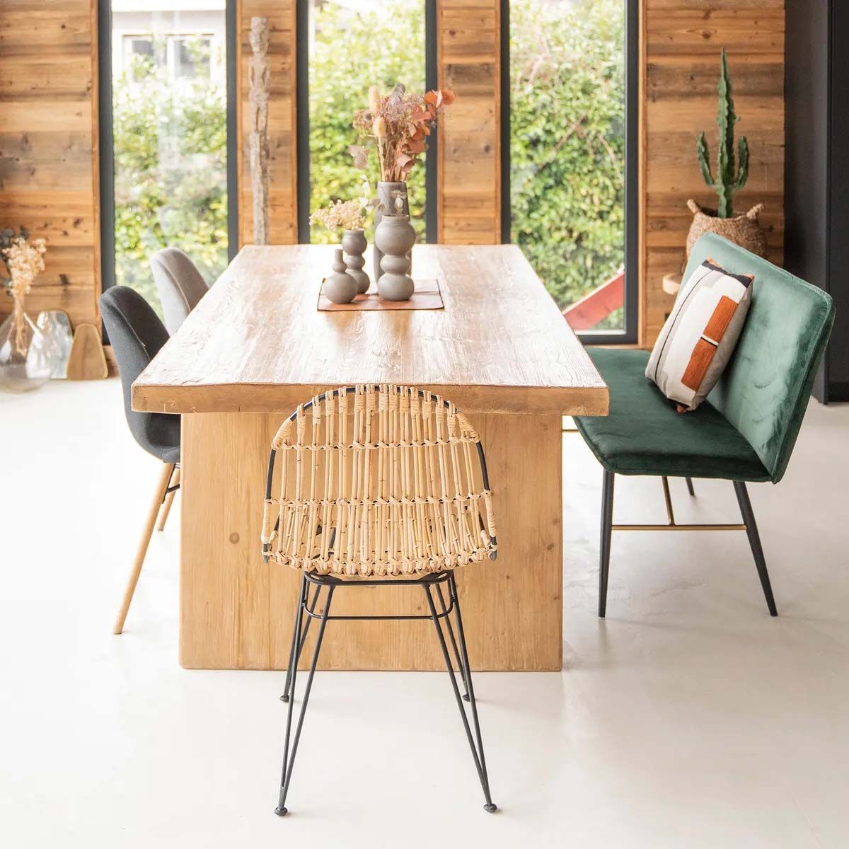 Banc art déco en velours vert verona