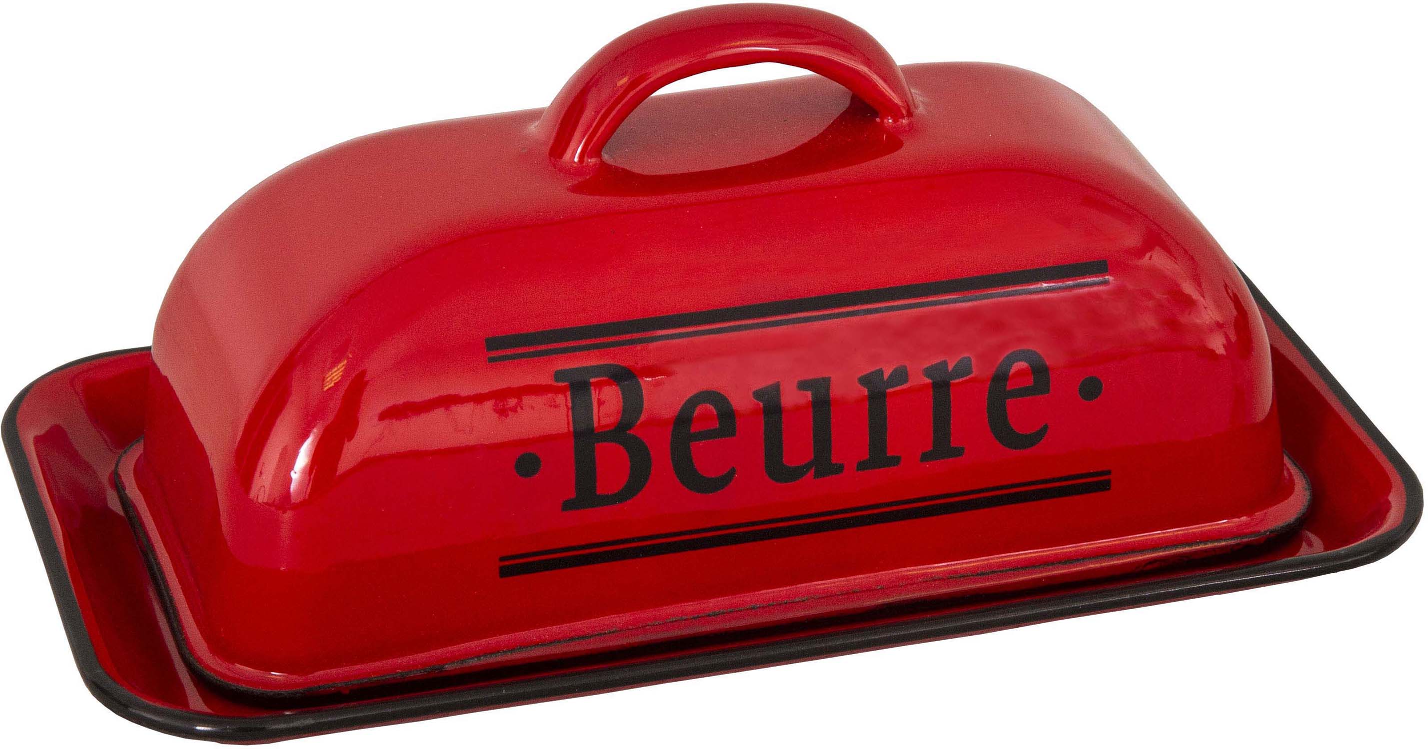 Beurrier en métal émaillé brasserie bistrot (rouge)