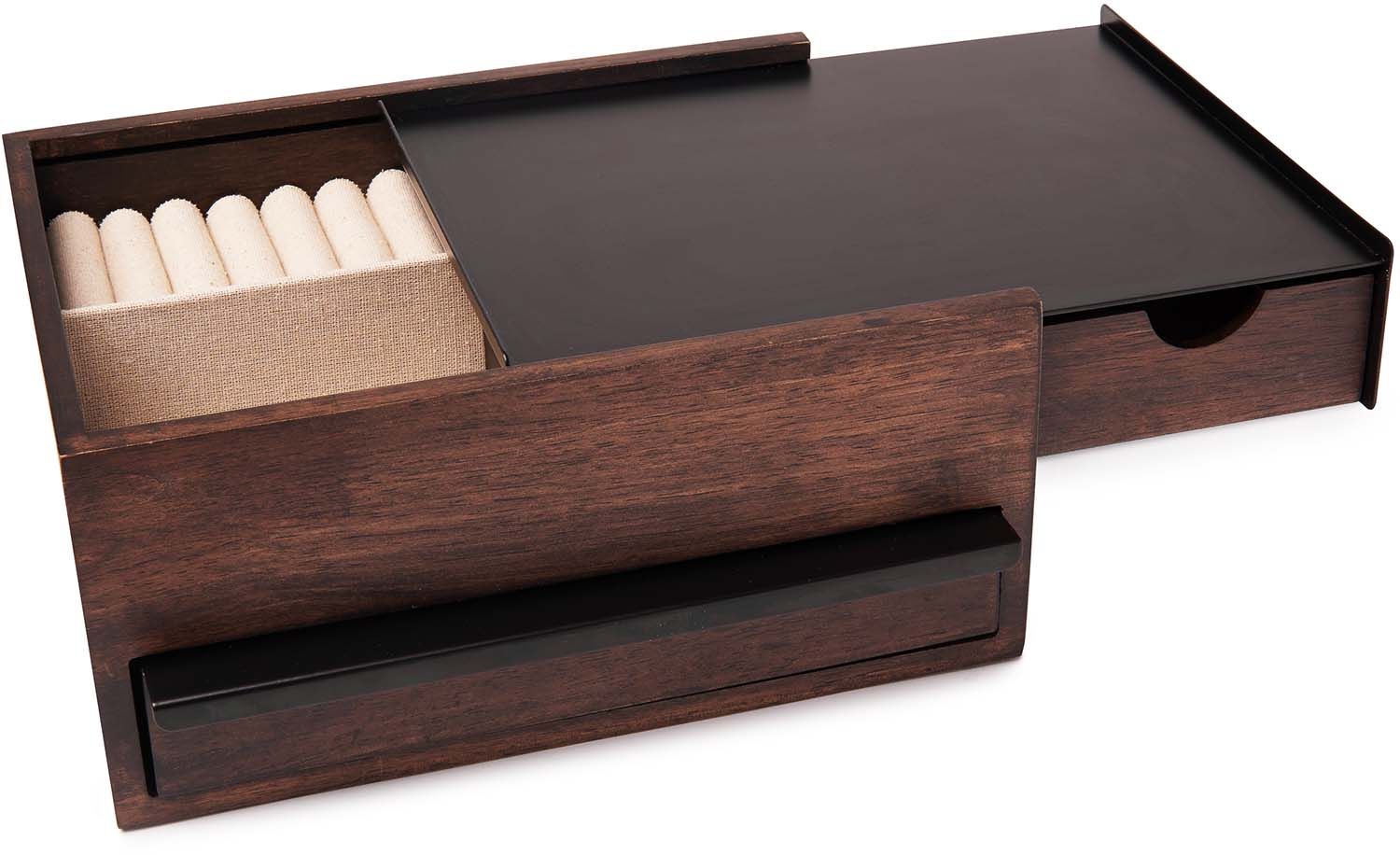 Boite à bijoux tiroir secret stowit (bois foncé)