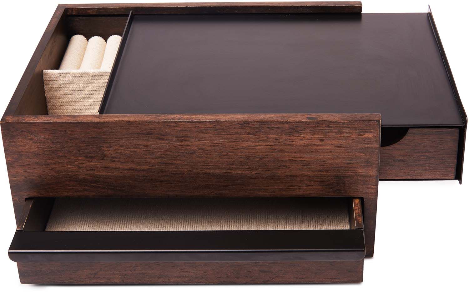 Boite à bijoux tiroir secret stowit (bois foncé)