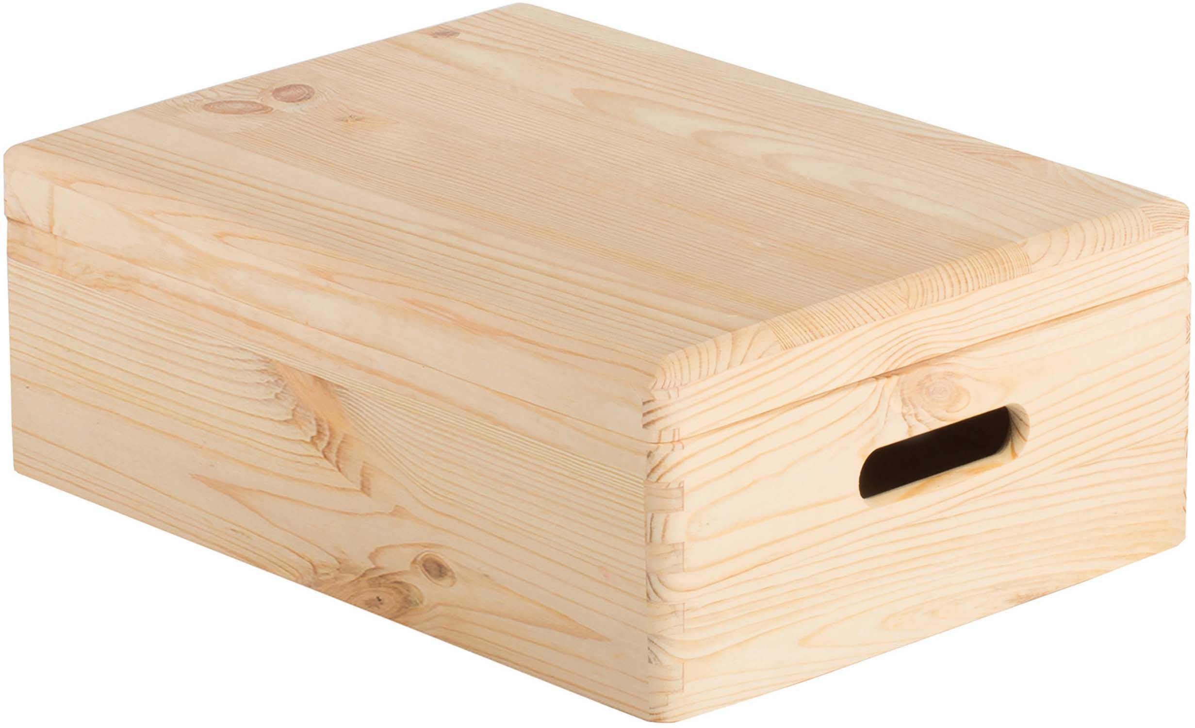 Boîte de rangement en pin massif avec couvercle (taille 3)