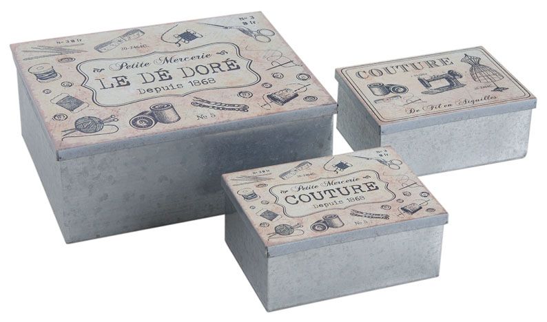 Boites en métal galvanisé (boite à couture (lot de 3))