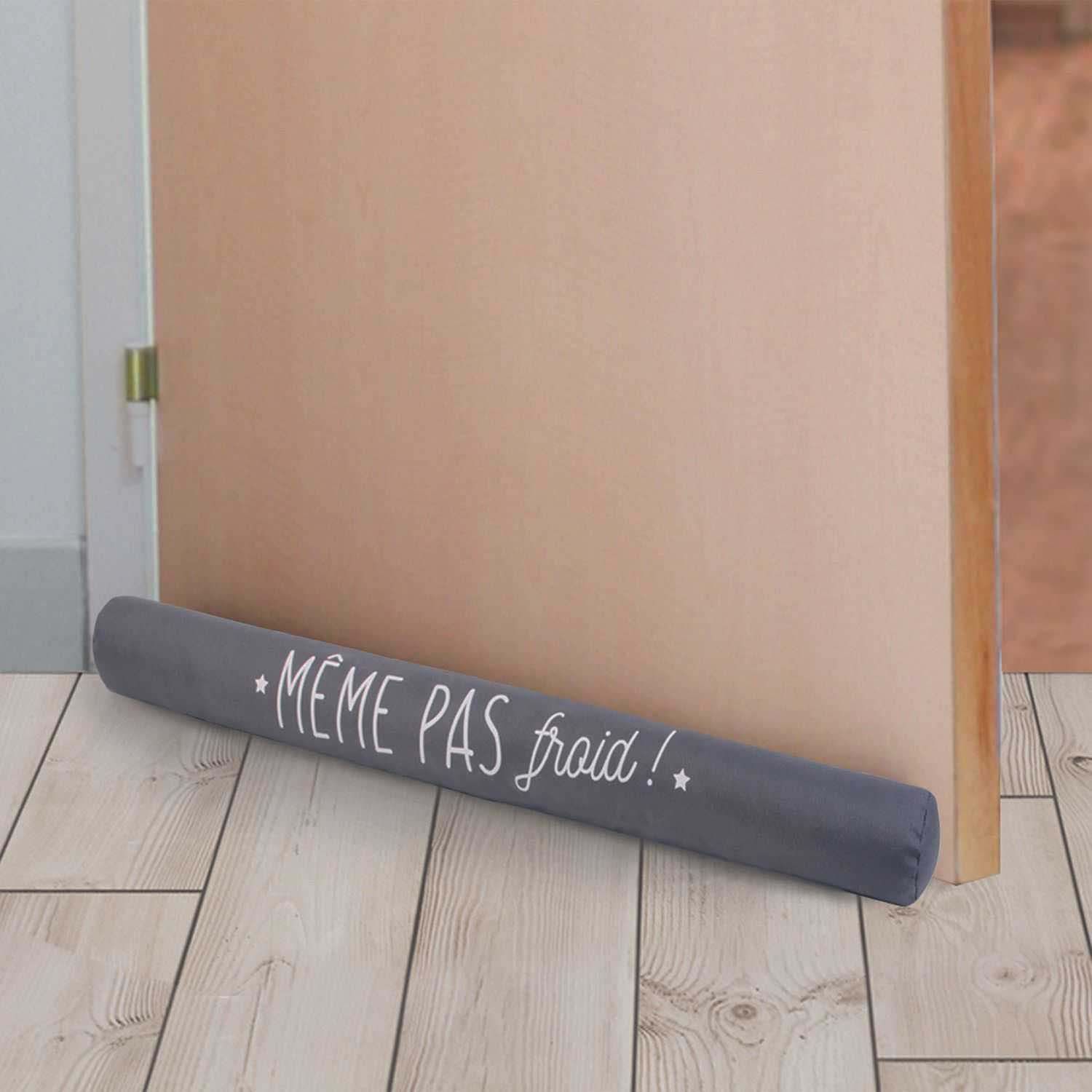 Boudin de porte à message 80 cm (gris "même pas froid")