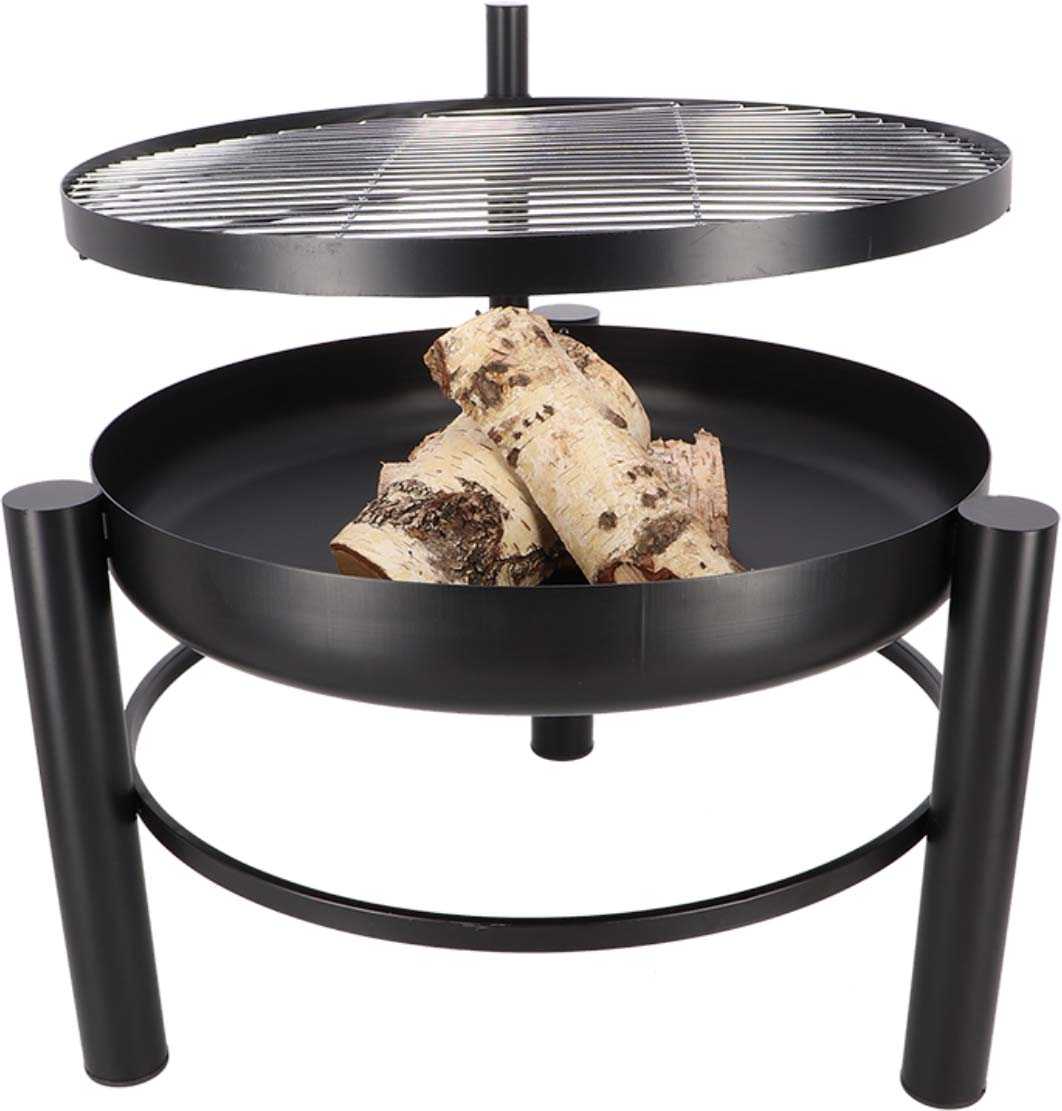 Brasero en métal avec grille de cuisson intégrée (66 x 78 x 69 cm)