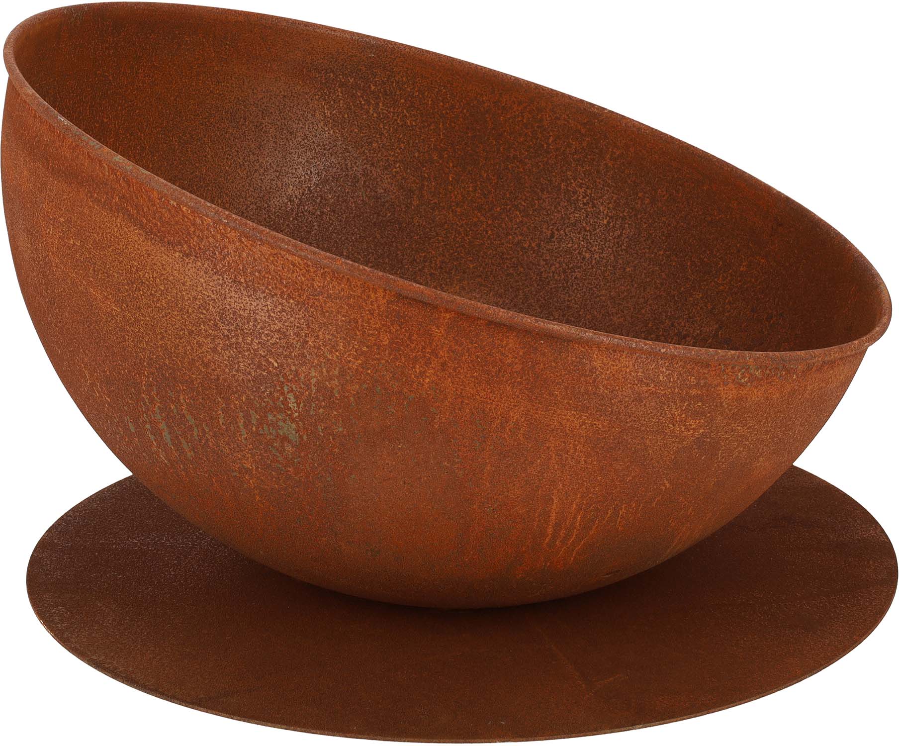 Braséro rond incliné sur disque en fer (rouille)