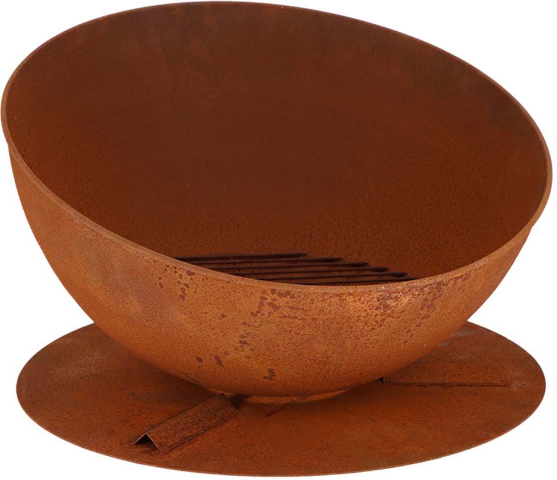 Braséro rond incliné sur disque en fer (rouille)