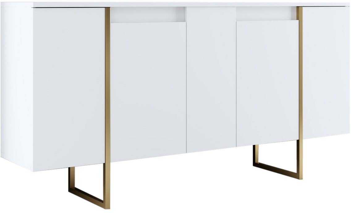 Buffet en aggloméré pieds en métal luxe (blanc et doré)