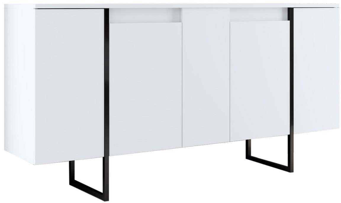 Buffet en aggloméré pieds en métal luxe (blanc et noir)