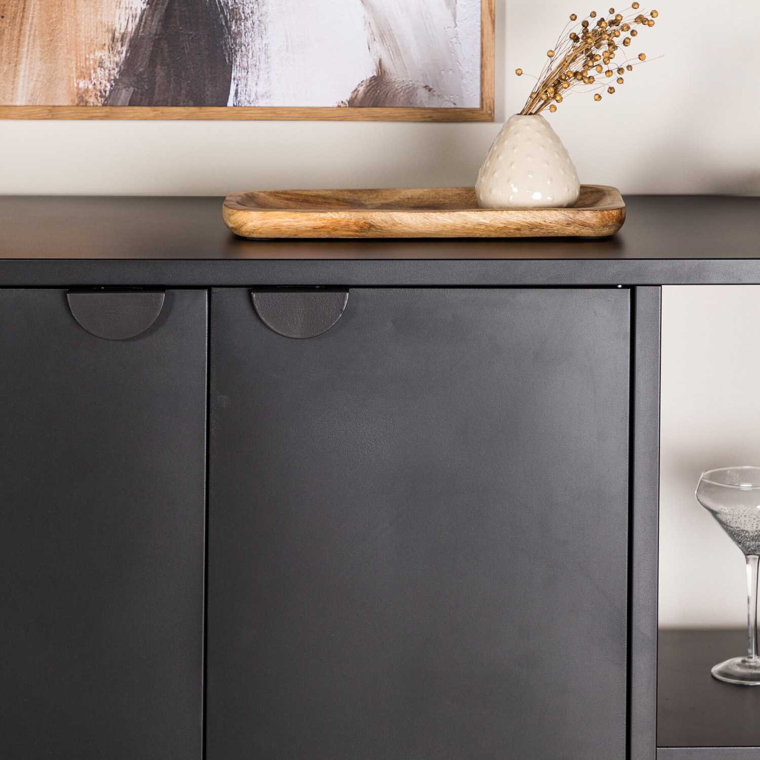 Buffet en métal noir piring 110 x 42 x 100 cm