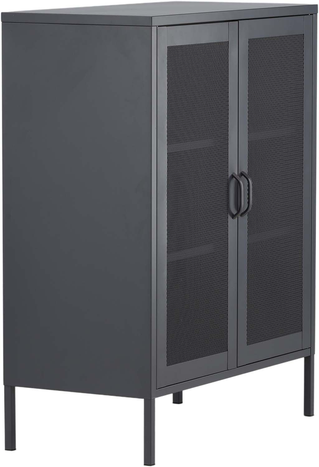 Buffet 2 portes grillagées en acier misha (gris) Buffet 2 portes grillagées en acier misha (gris)