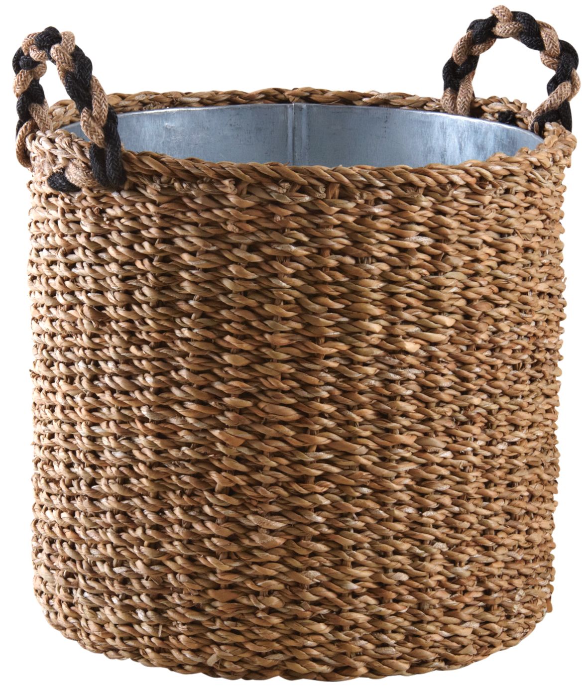 Cache-pot rond en jonc et zinc (lot de 3)