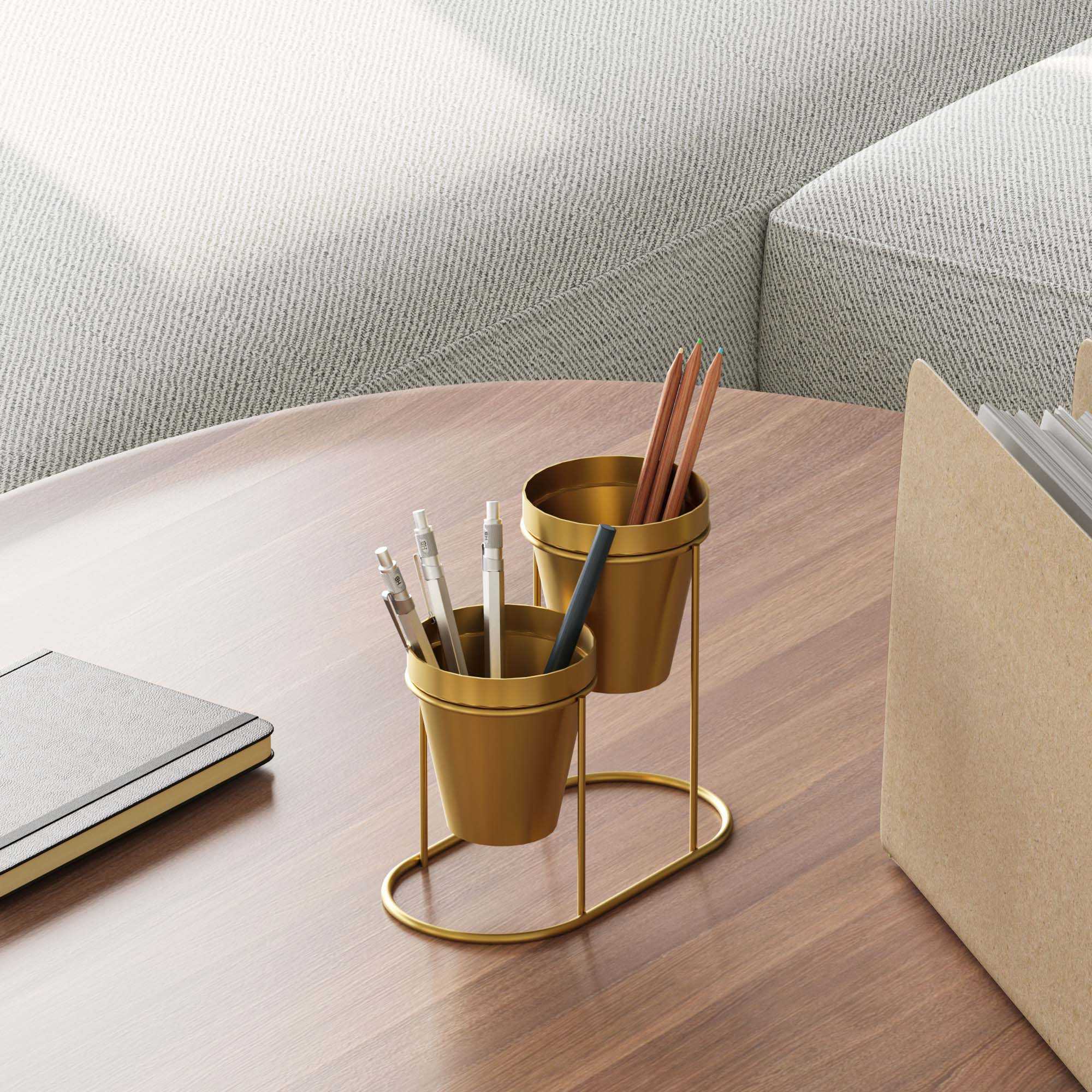 Cache-pots en métal 2 pots decorative (doré)