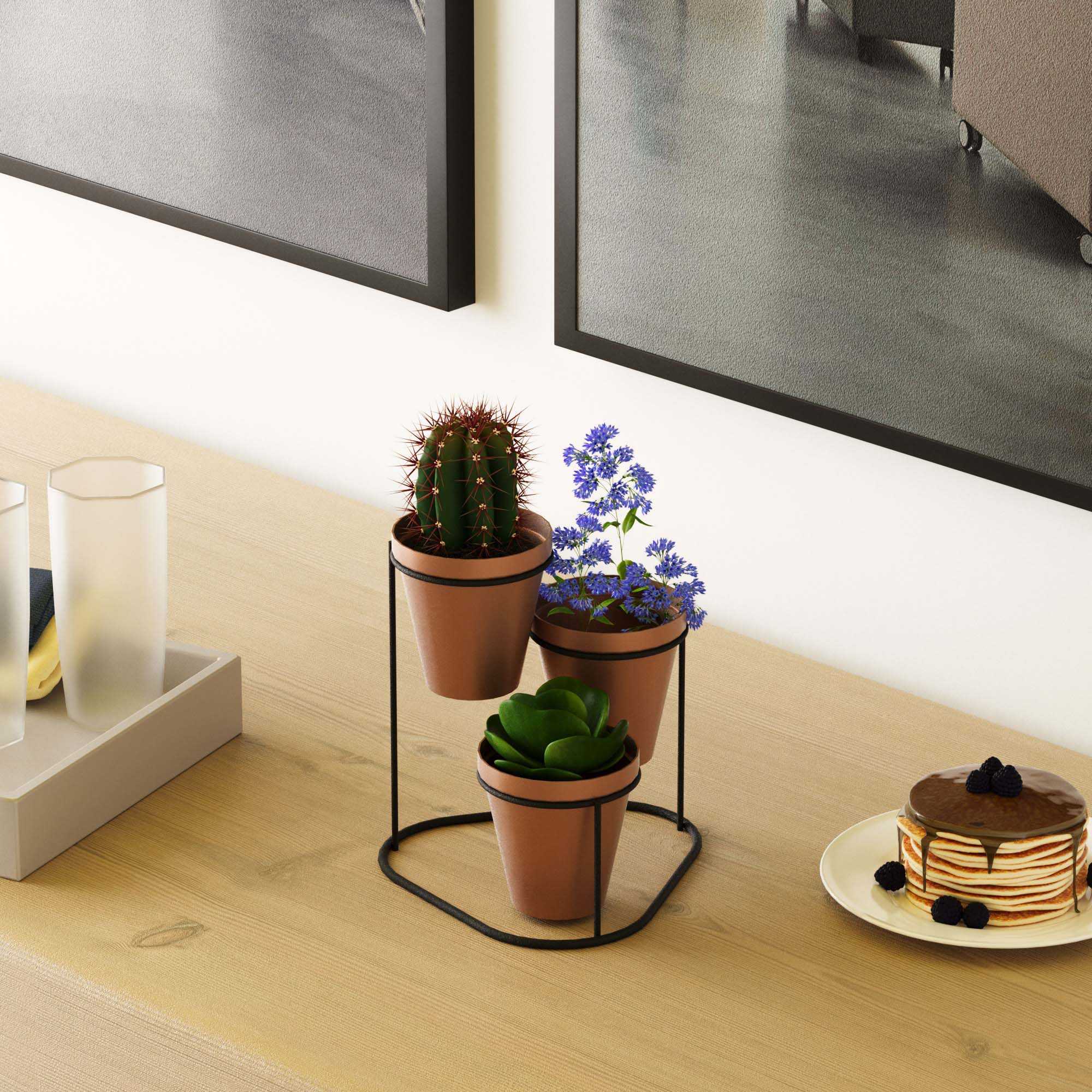 Cache-pots en métal 3 pots decorative (cuivré)