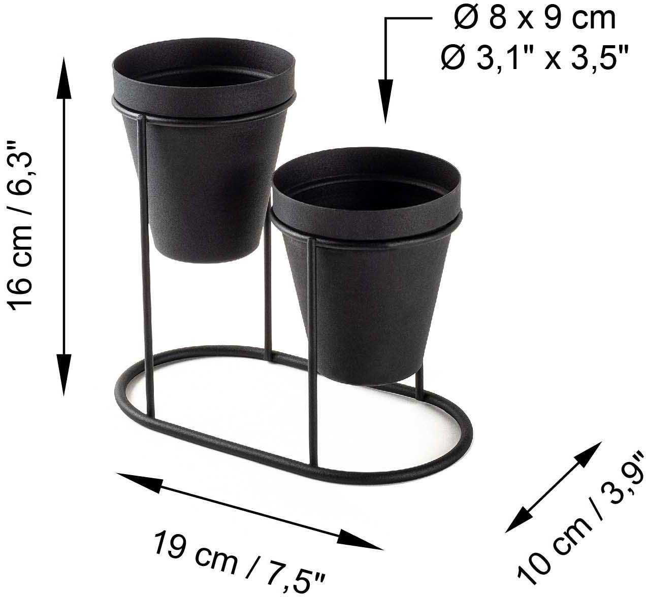 Cache-pots en métal 2 pots decorative (noir)