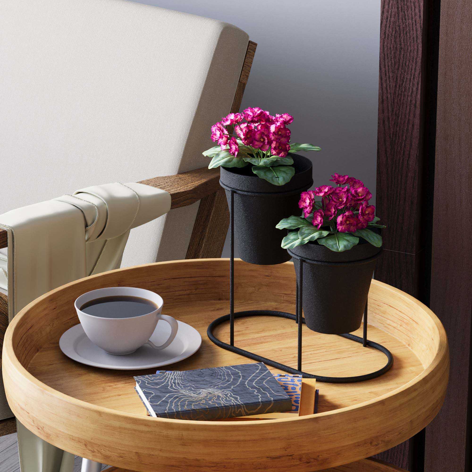 Cache-pots en métal 2 pots decorative (noir)