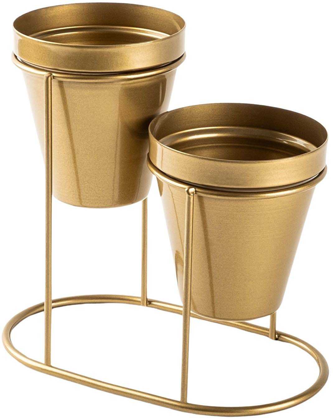 Cache-pots en métal 2 pots decorative (doré)