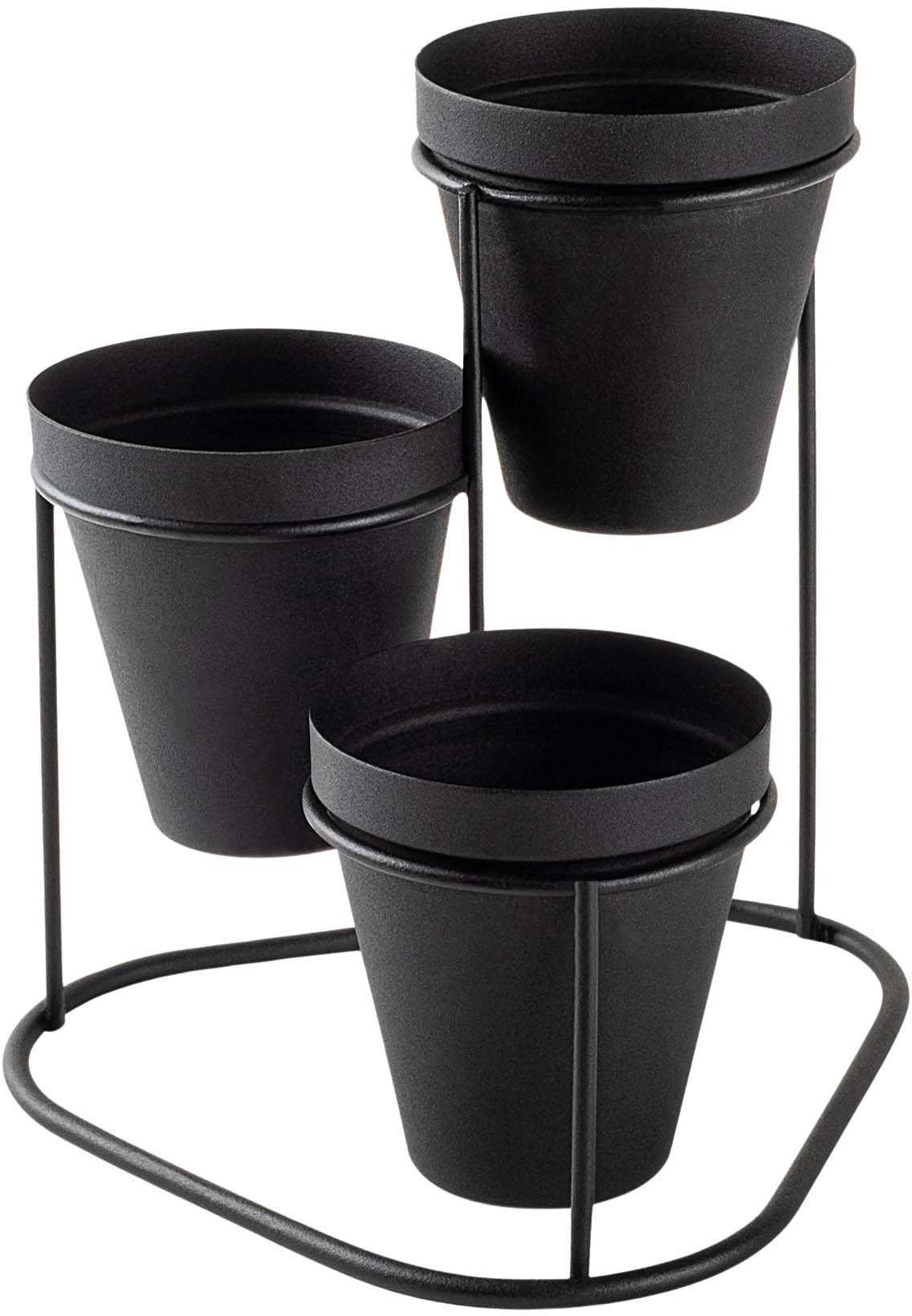 Cache-pots en métal 3 pots decorative (noir)