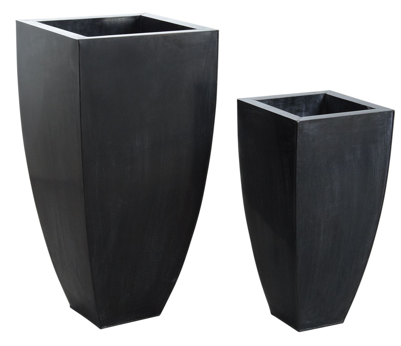 Cache-pots en zinc noir (lot de 2)