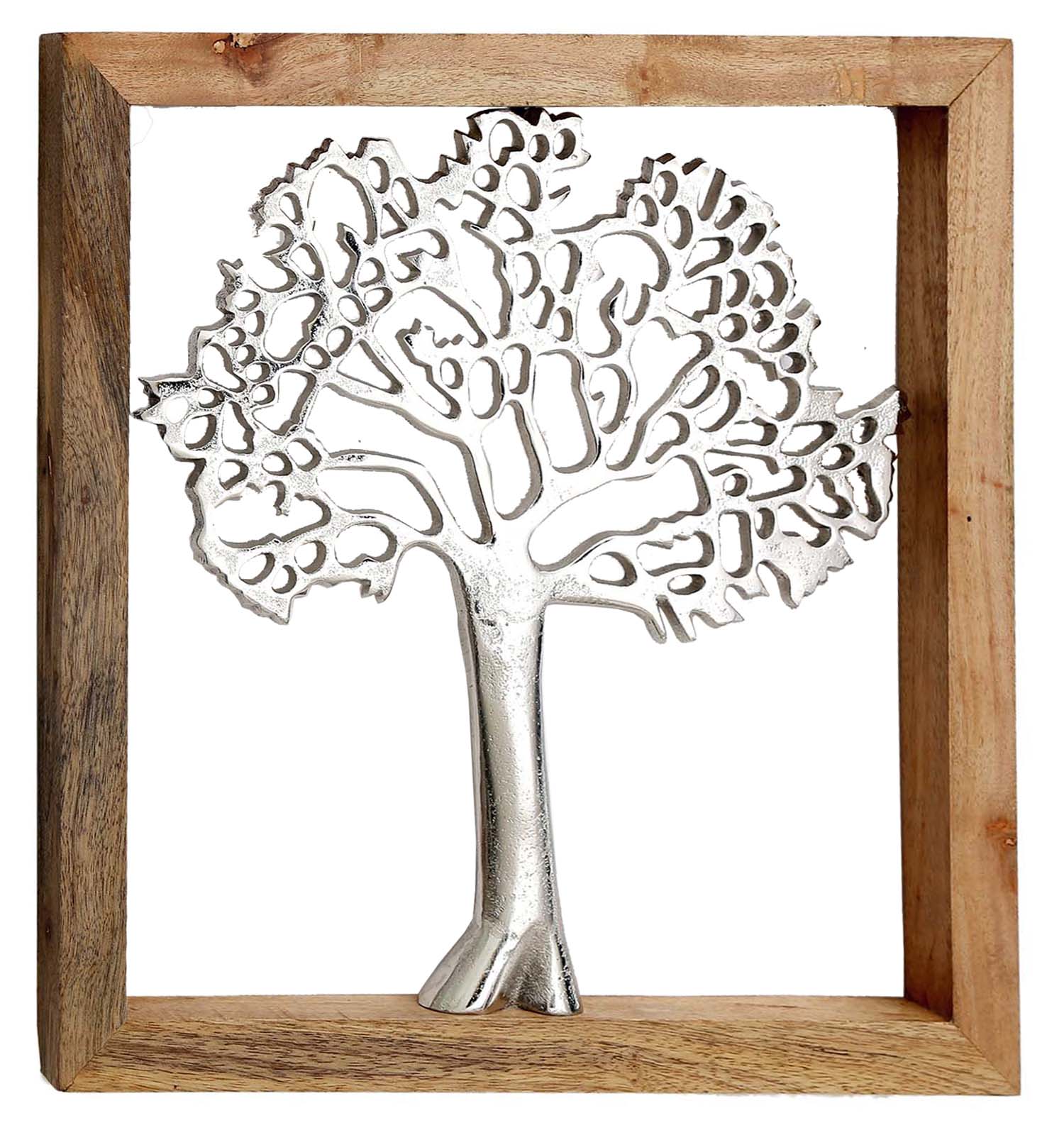 Cadre en bois et aluminium arbre de vie 37 cm