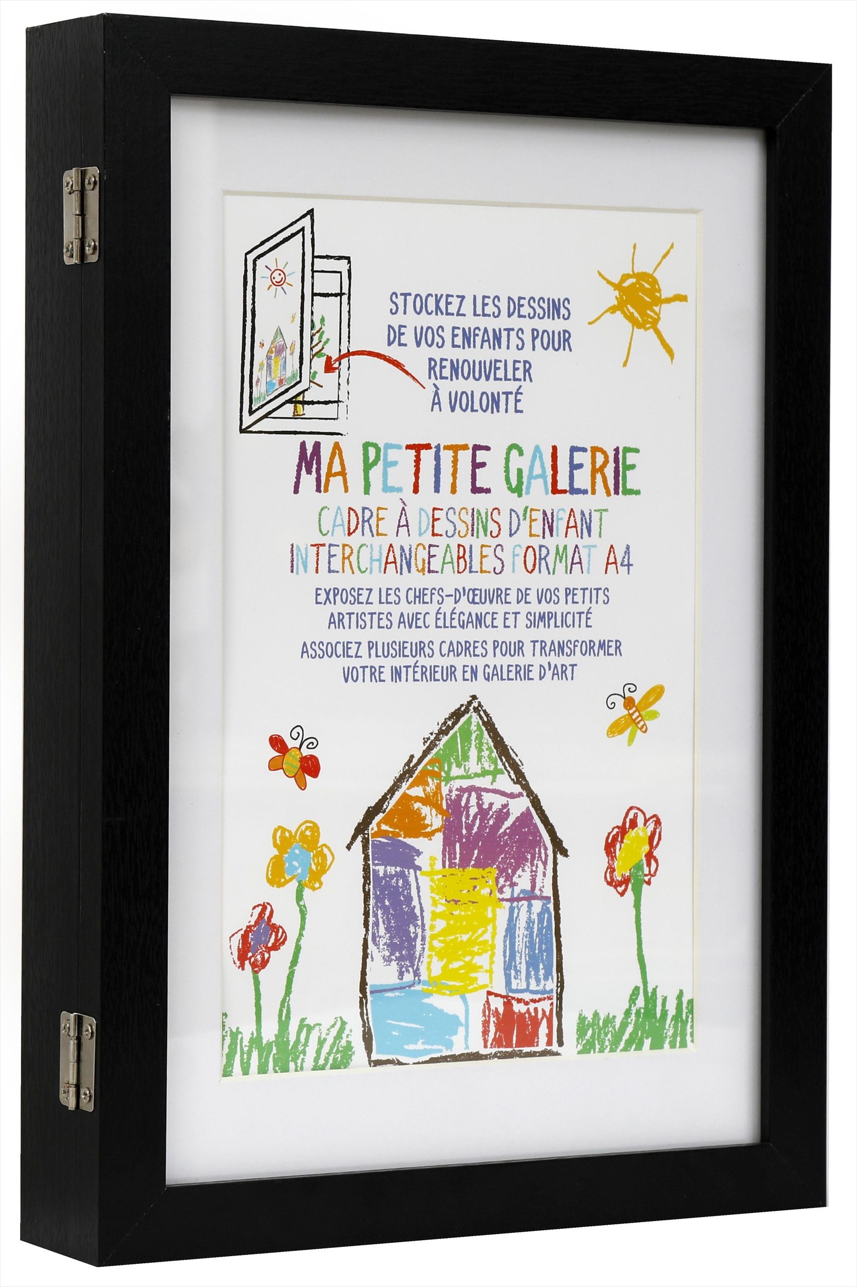 Cadre pour dessins d'enfant en mdf 25 x 4.5 x 34 cm (noir)