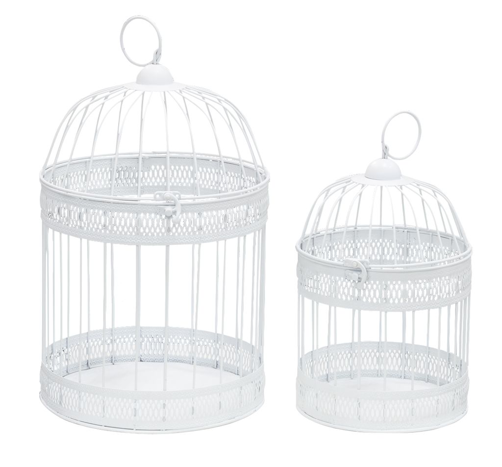 Cages en métal laqué blanc (lot de 2)