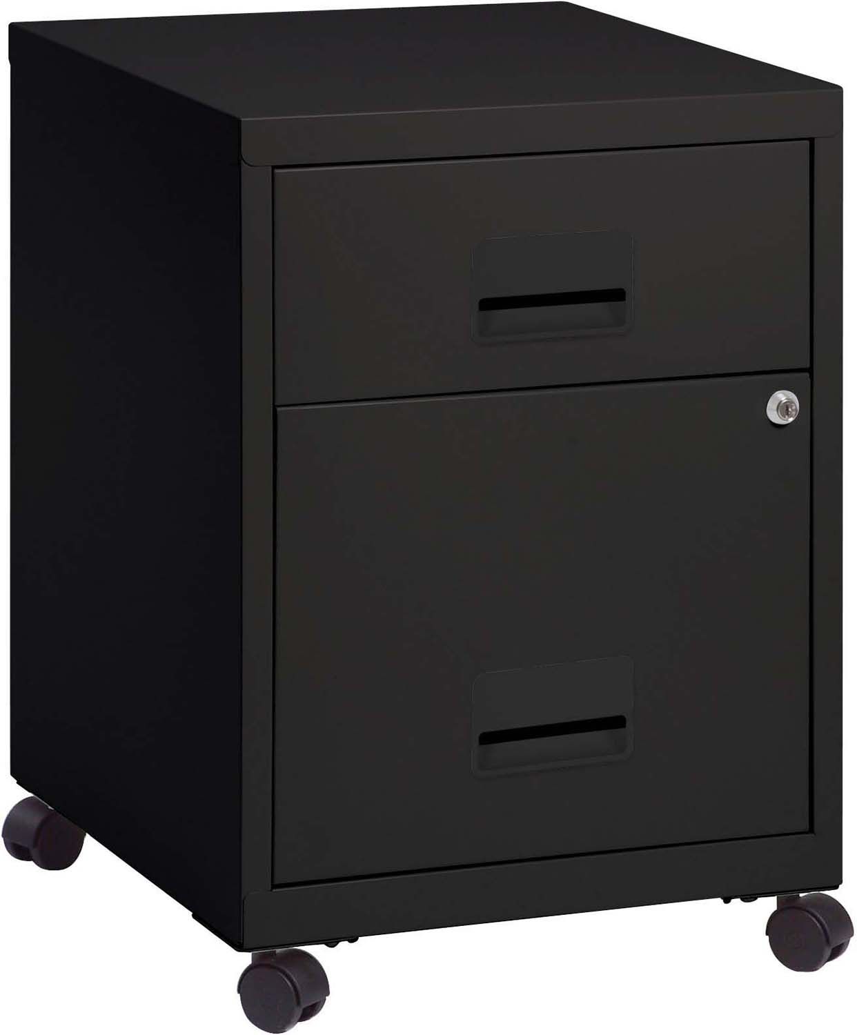 Caisson de rangement en acier 2 tiroirs (noir mat)