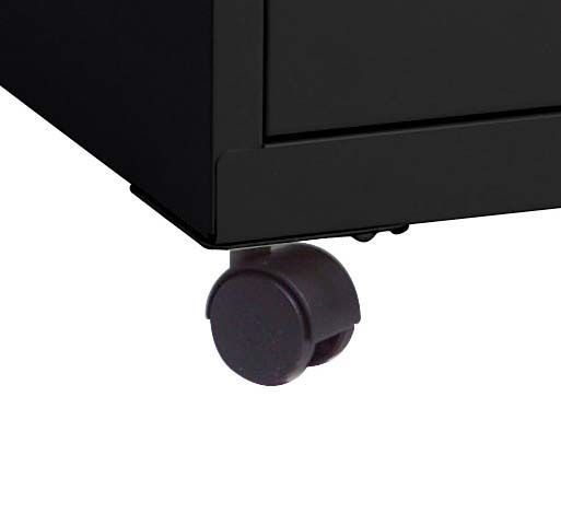 Caisson de rangement 3 tiroirs en acier sur roulettes (noir mat)