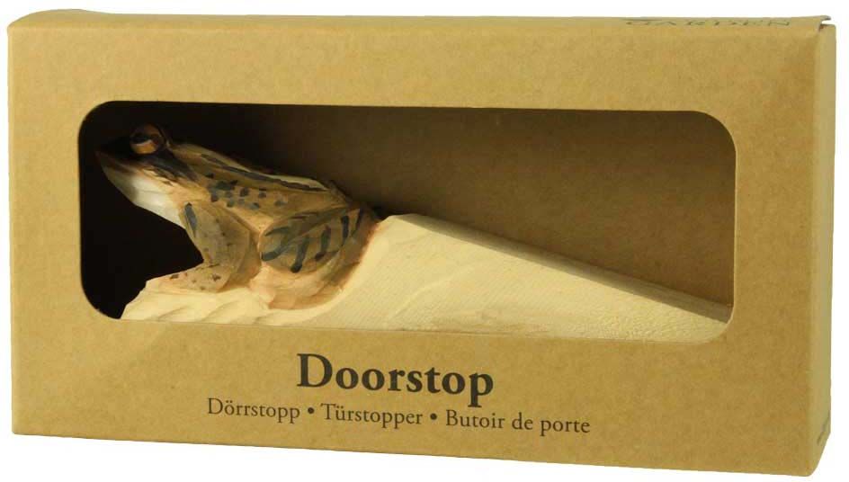Cale-porte en bois sculpté à la main animal (grenouille des champs)