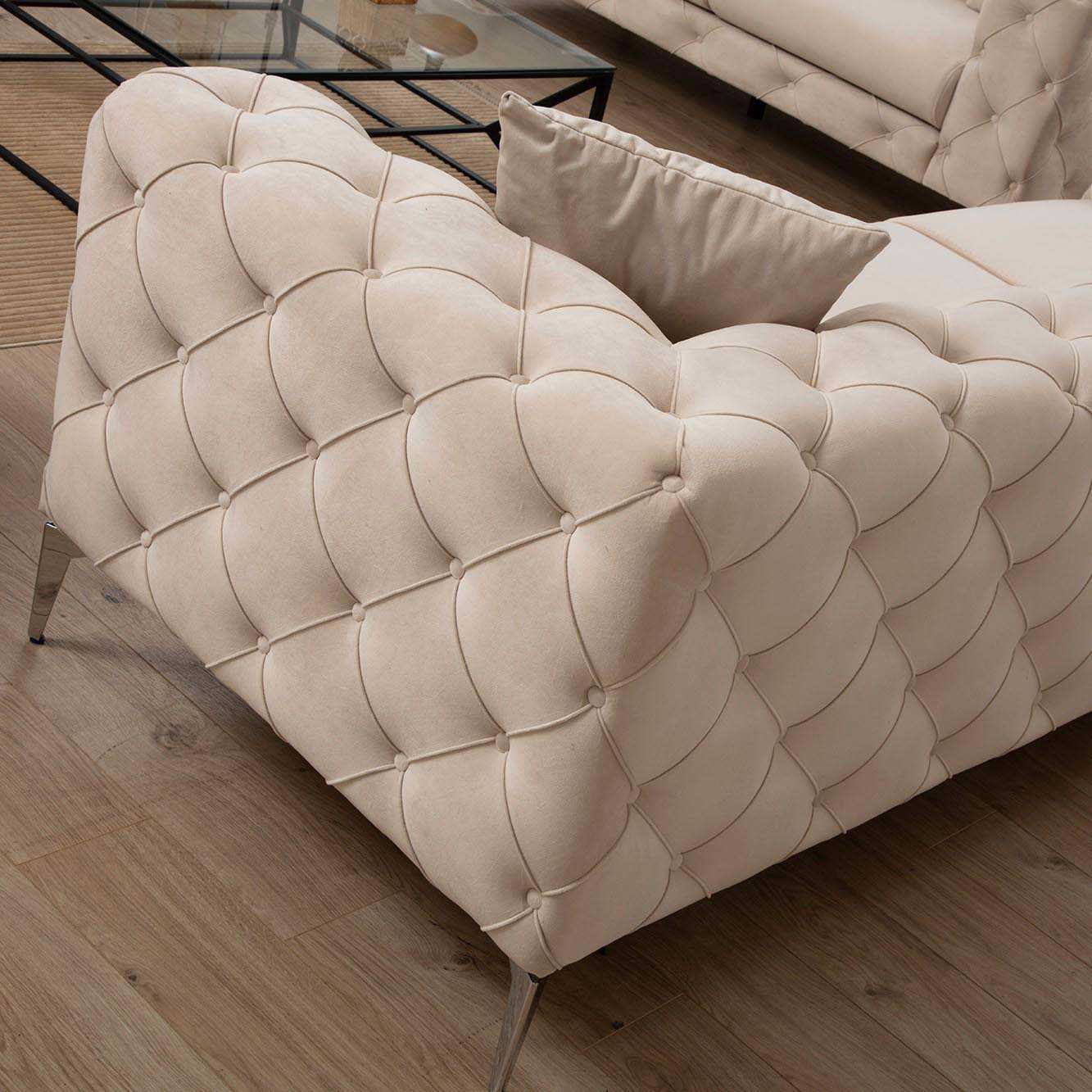 Canapé 2 places en tissu como (ecru)