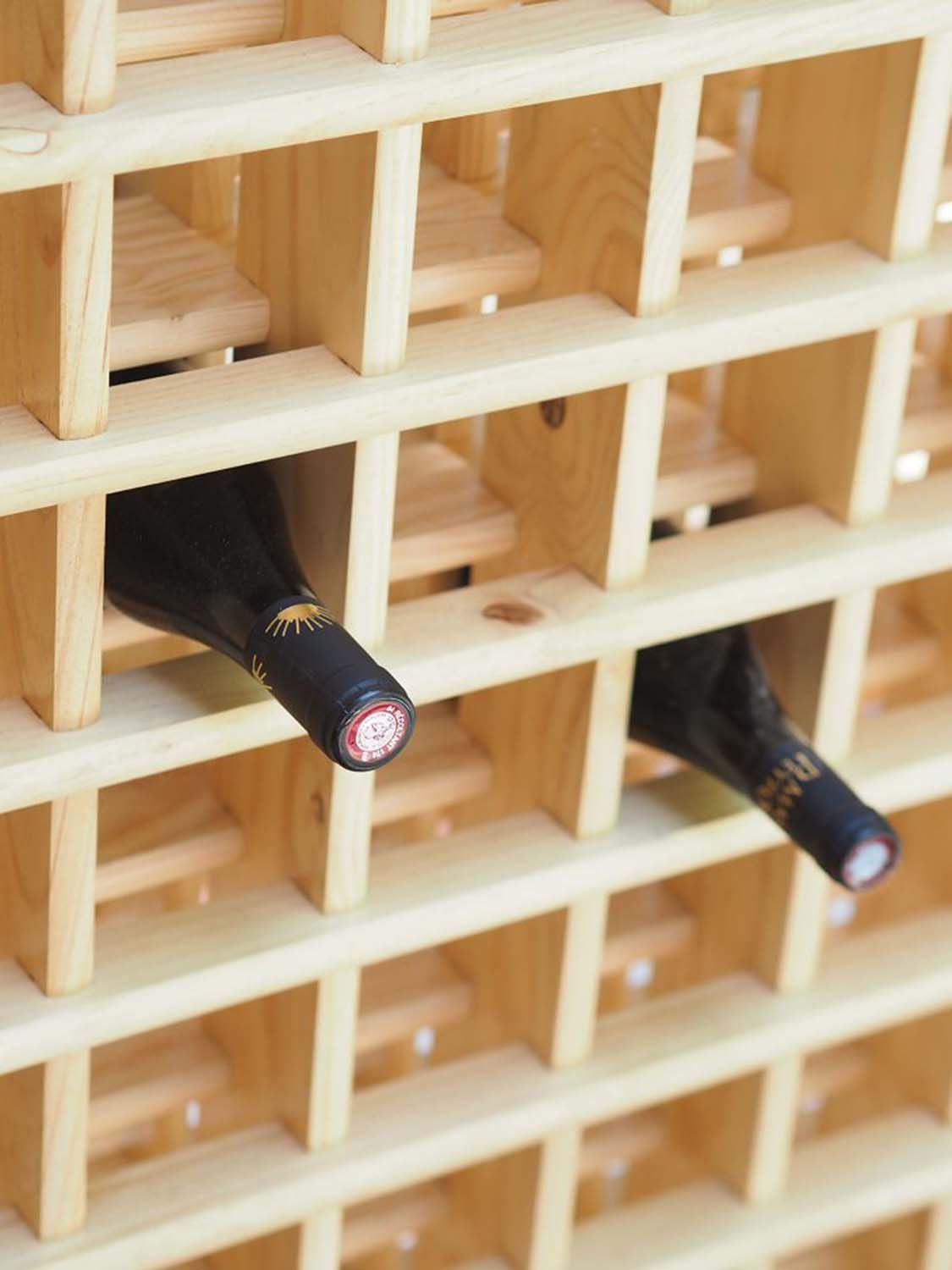 Casier à bouteilles en pin massif brut (9 bouteilles)