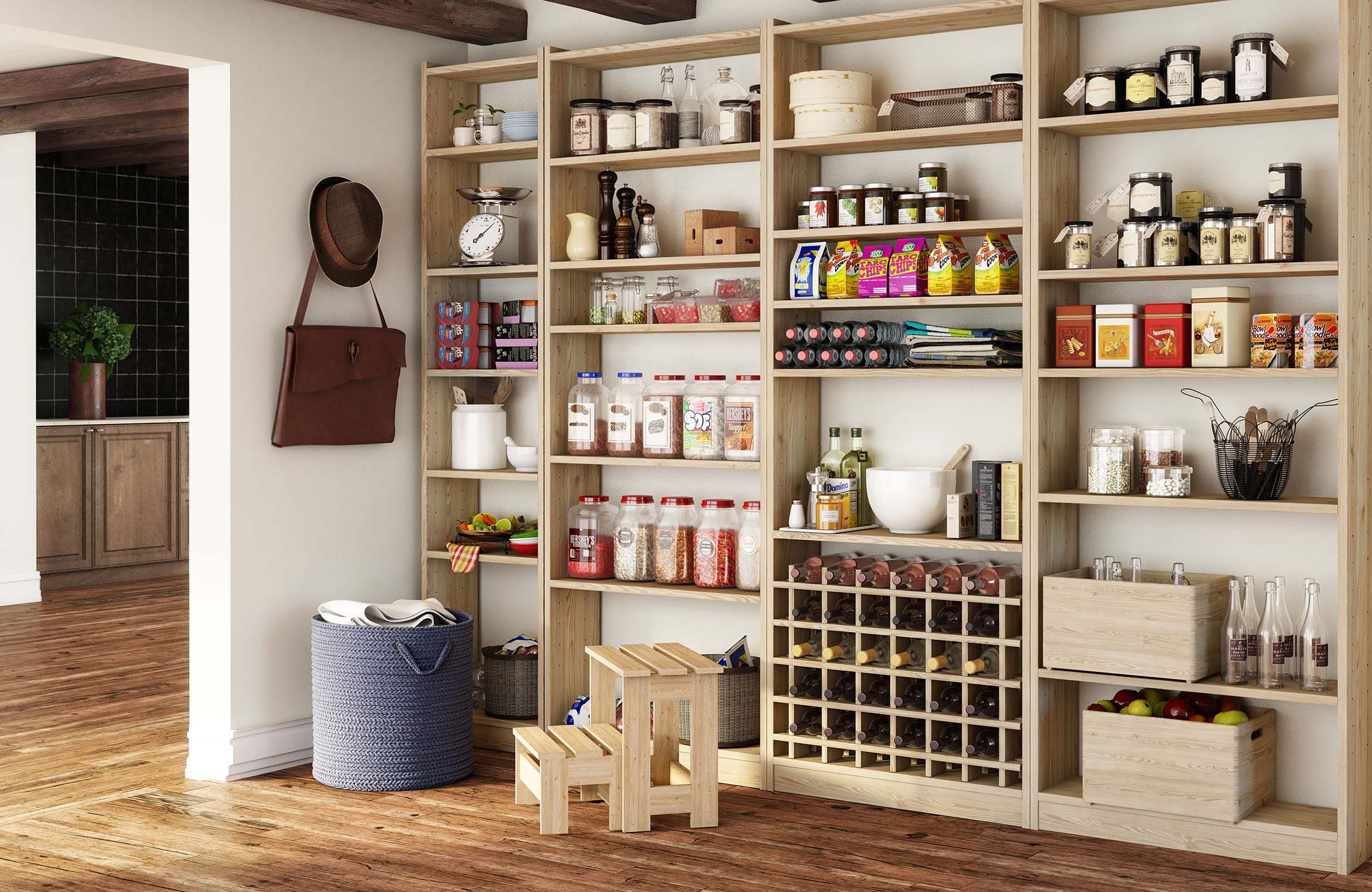 Casier à bouteilles en pin massif brut (24 bouteilles)