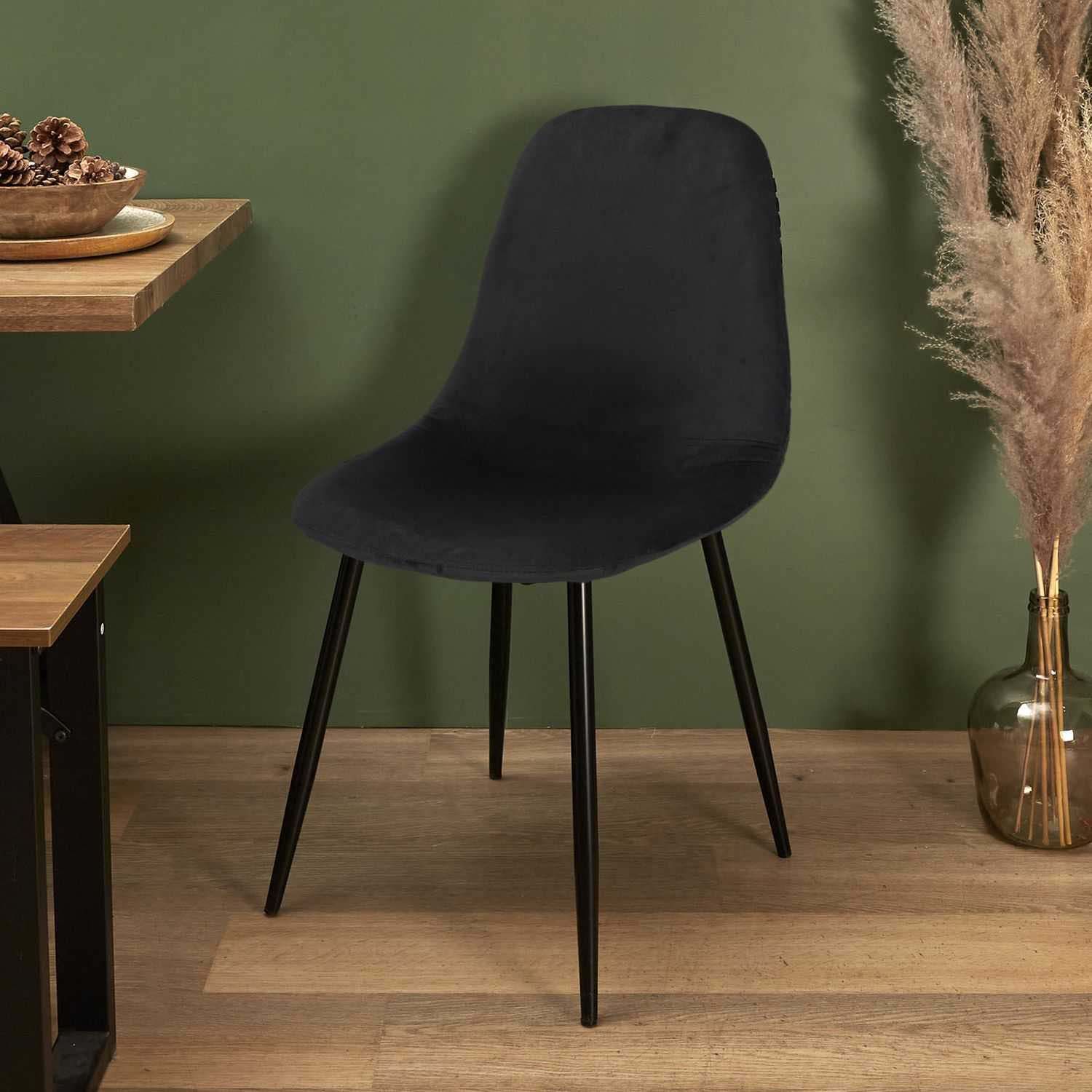 Chaise en métal assise en velours leaf