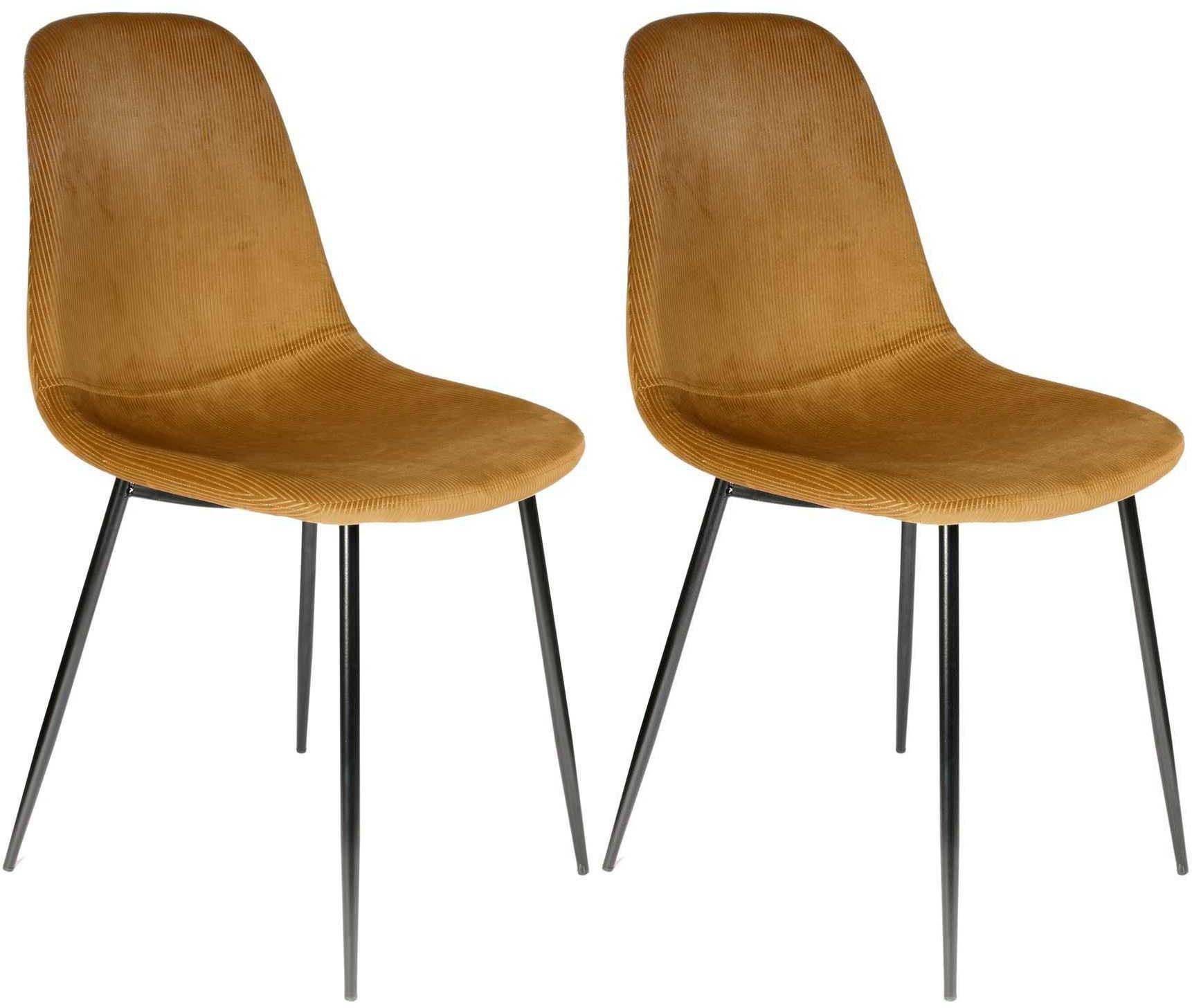 Chaise en velours côtelé giulia (lot de 2) (jaune moutarde)