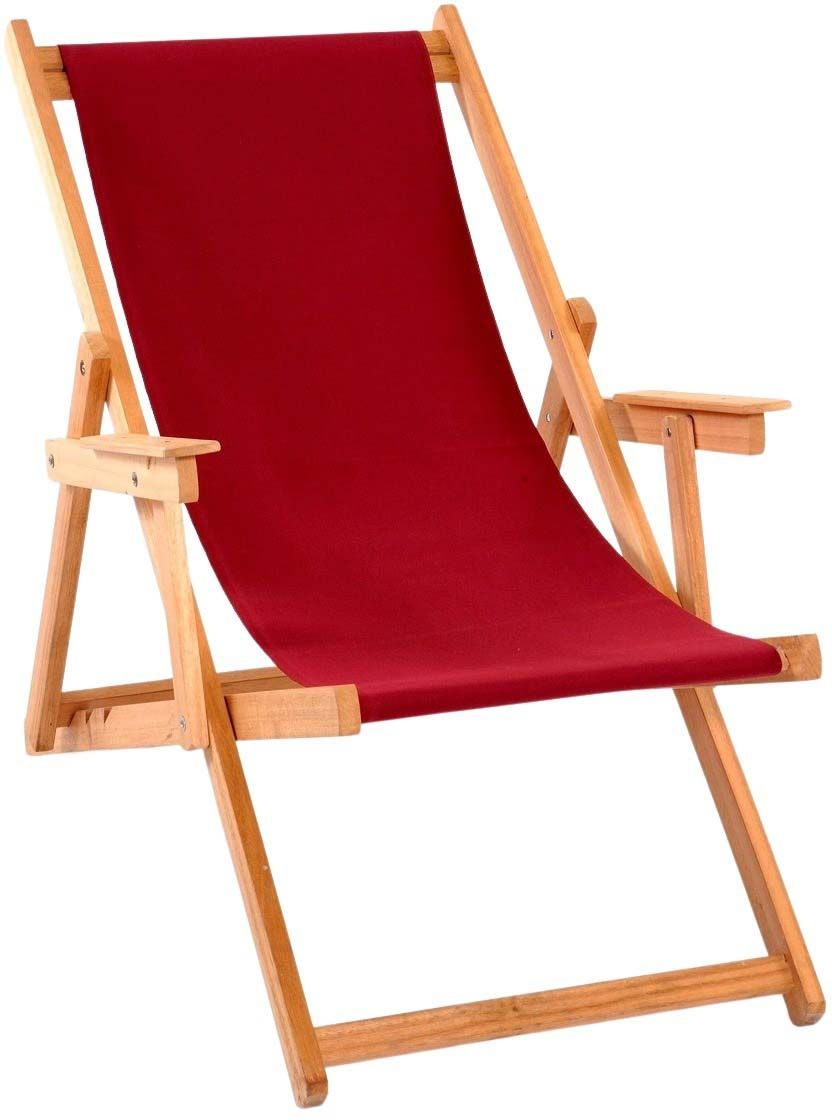 Chilienne transat bois d'eucalyptus tissu 100% coton elvas (bordeaux)