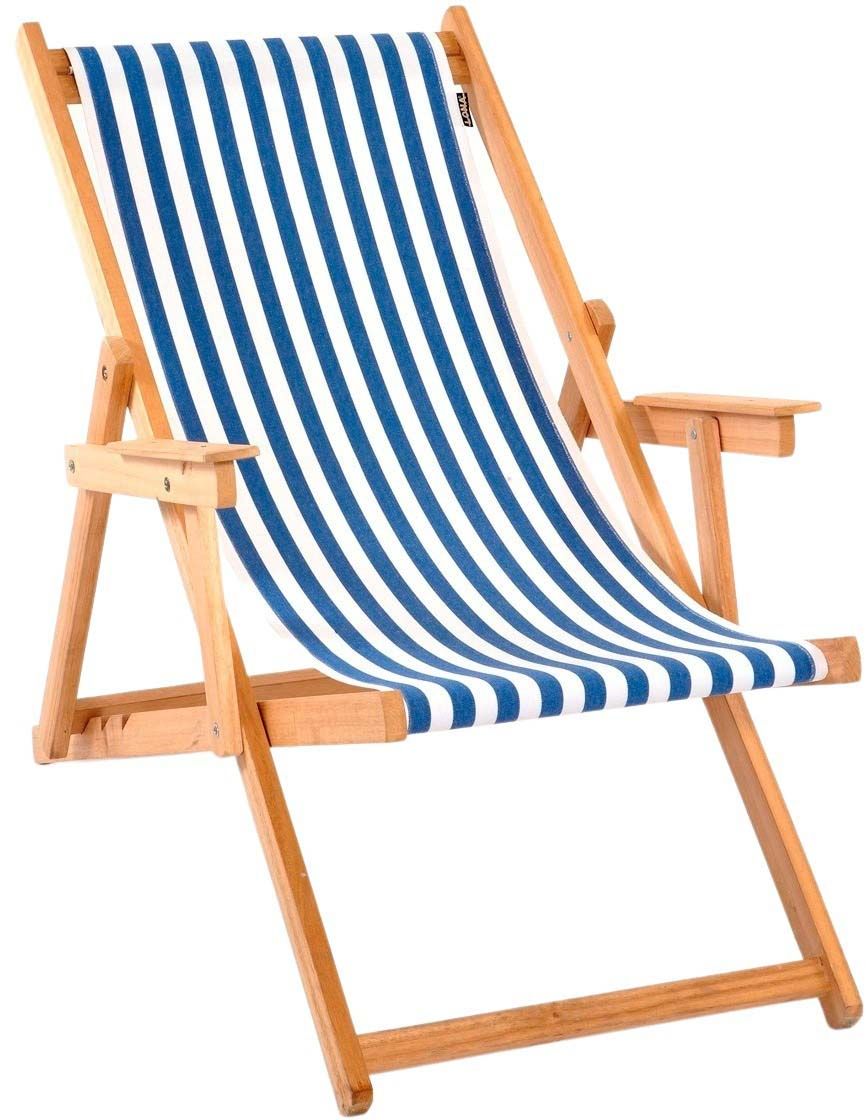 Chilienne transat bois d'eucalyptus tissu 100% coton elvas (rayé bleu ...