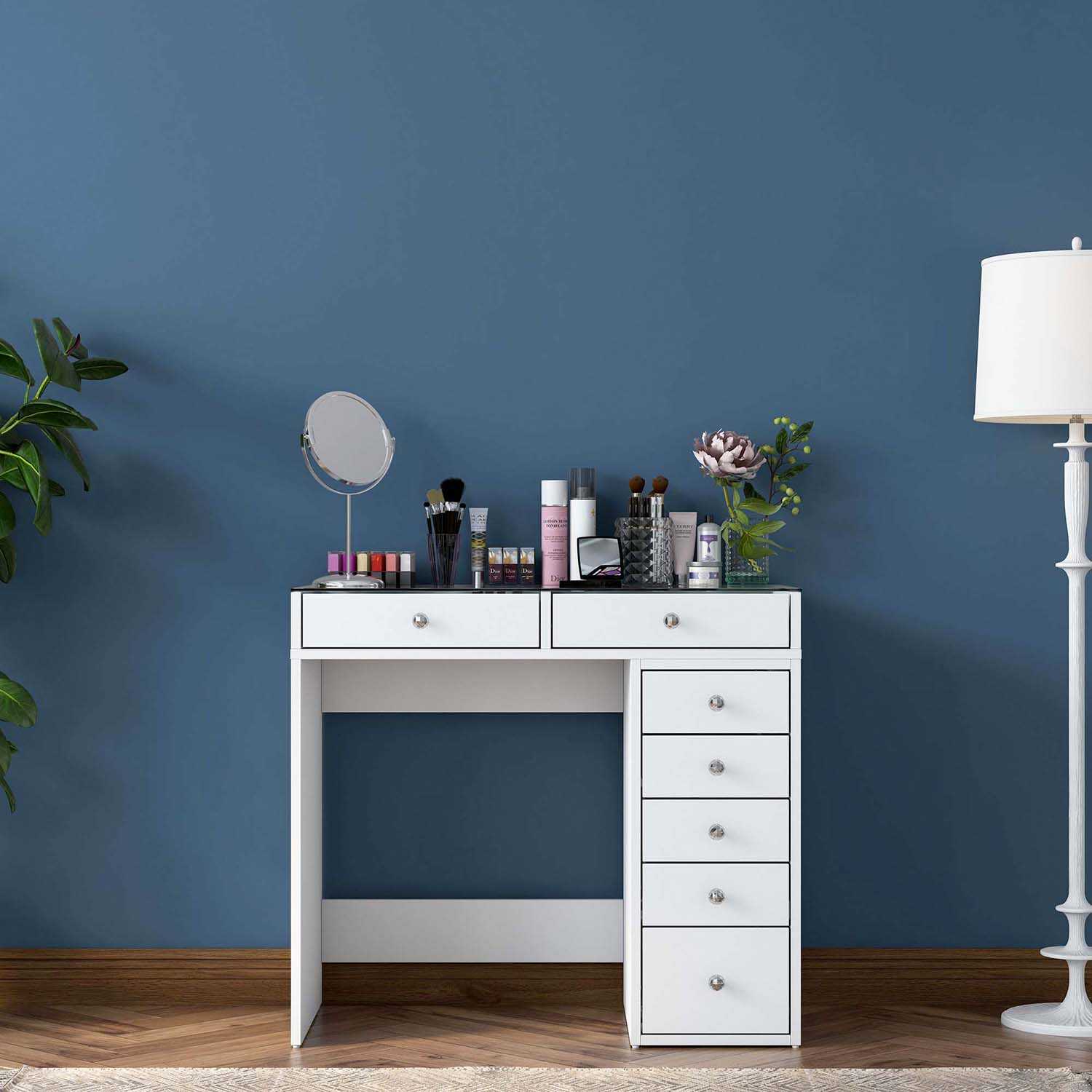 Coiffeuse avec rangements en aggloméré bonnie (coiffeuse seule)