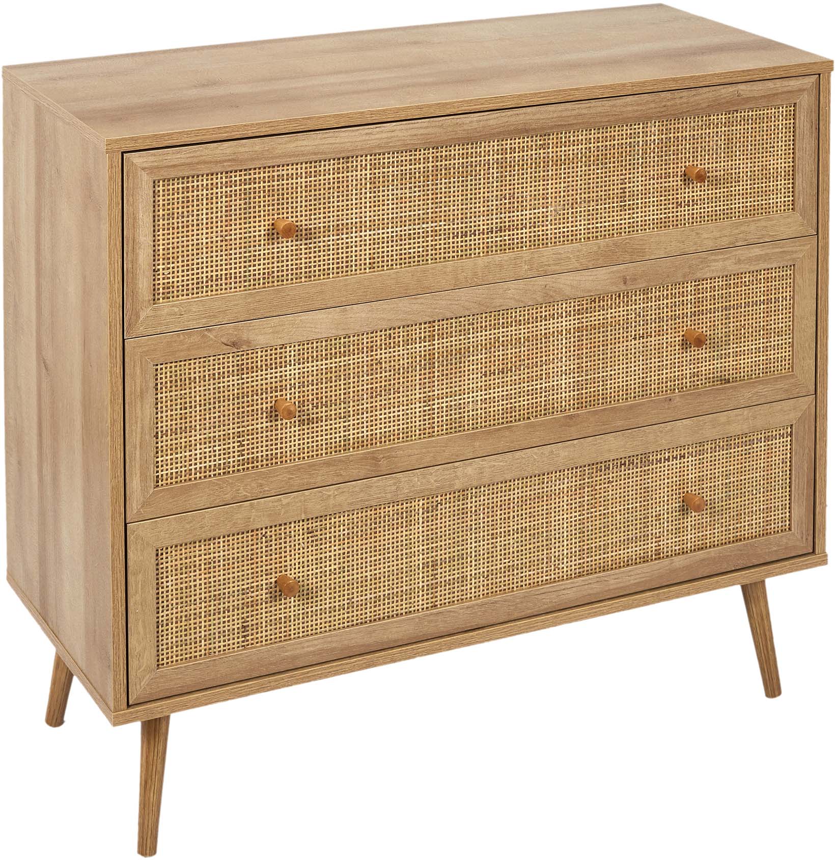 Commode cannage et bois 3 tiroirs Bali
