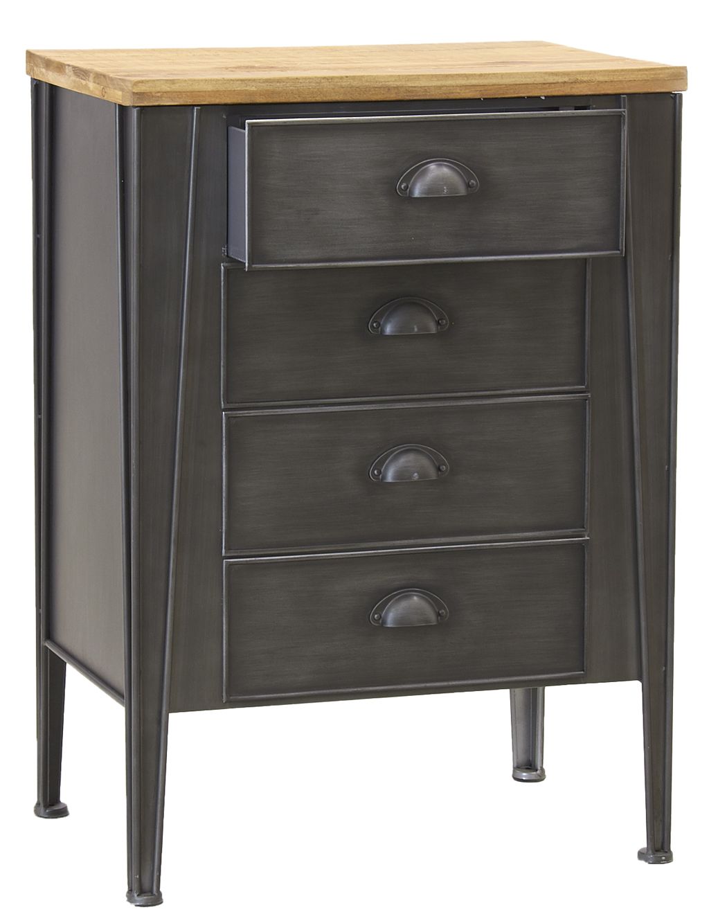 Commode en métal et sapin