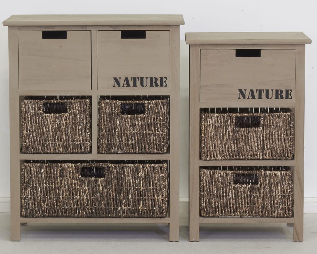 Commode en bois et maïs " nature" (3 tiroirs)