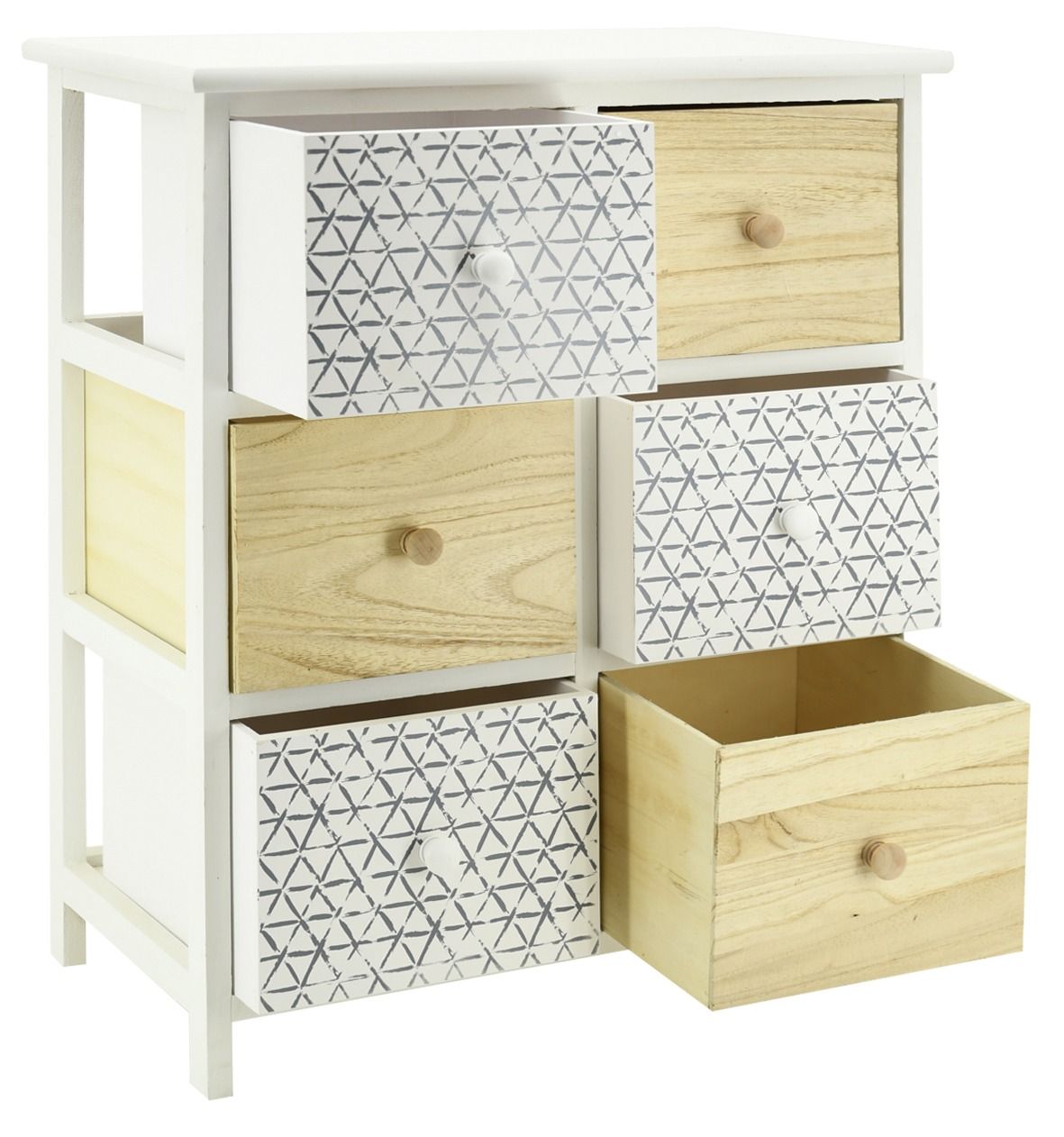 Commode 6 tiroirs en bois teinté blanc et naturel - AUBRY GASPARD ...