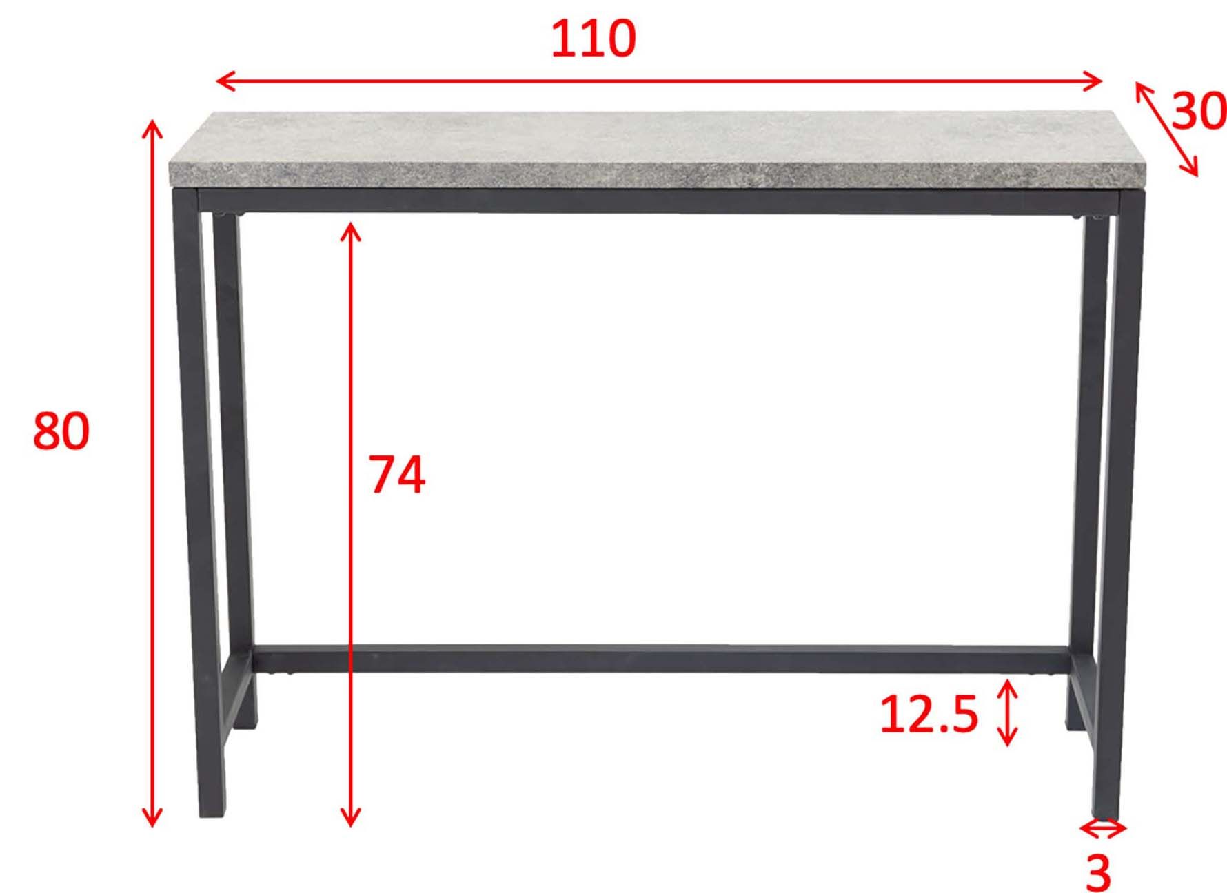 Console en acier et mdf rise (plateau imitation teck)