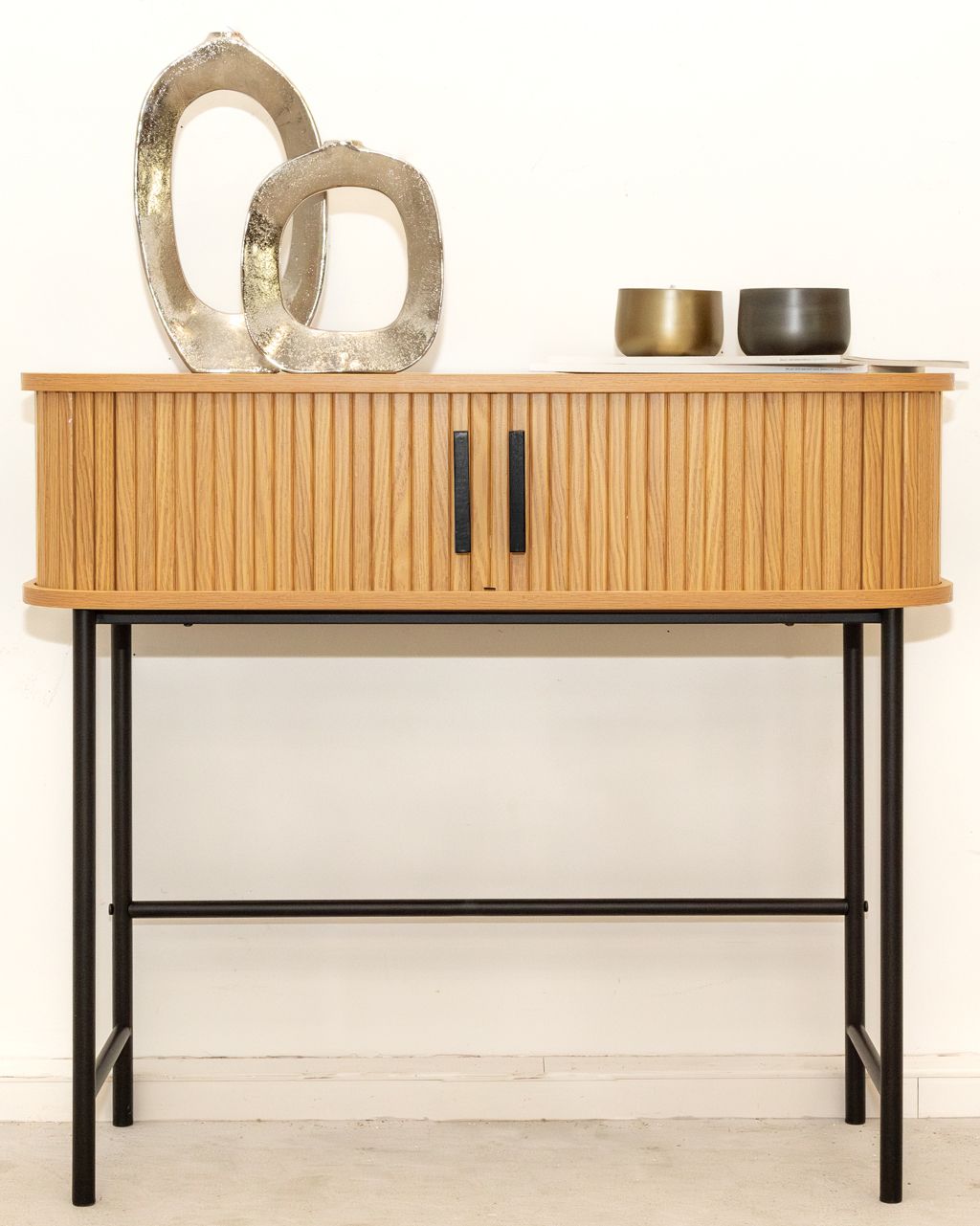 Console en bois et métal à lamelles kyoto