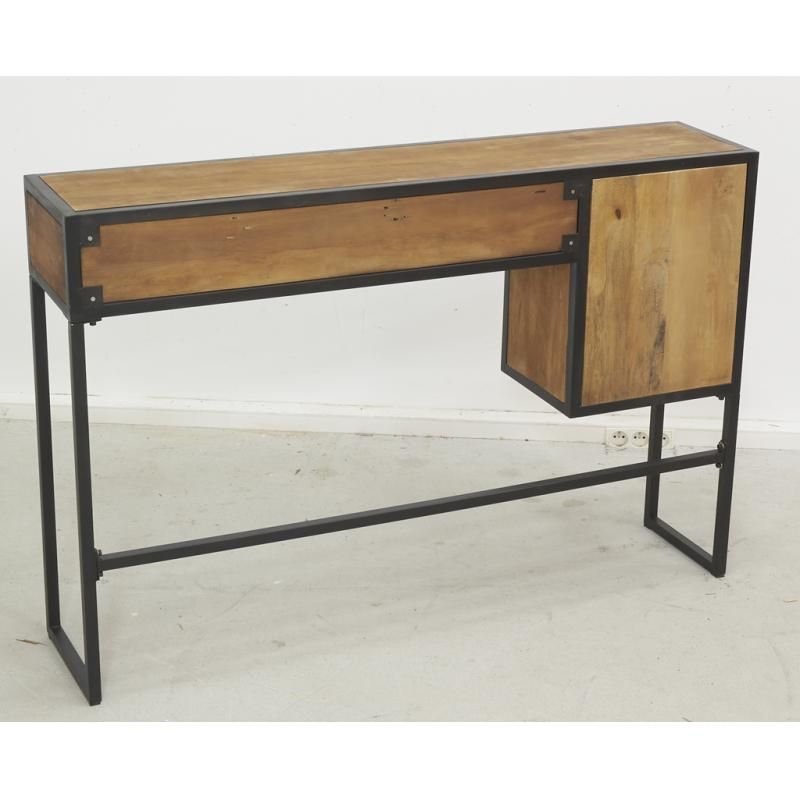Console en bois recyclé et métal 3 tiroirs