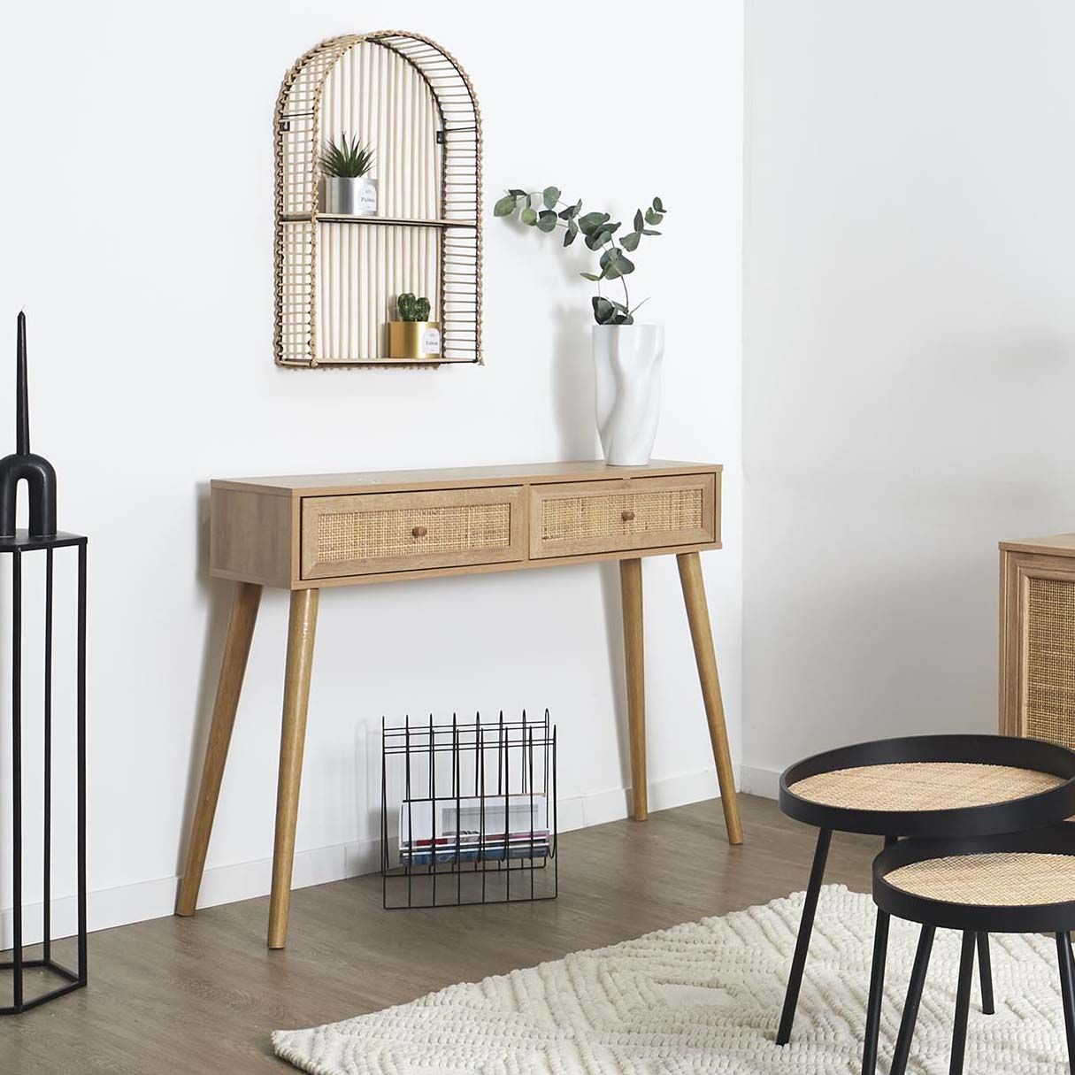 Console en bois et rotin bali