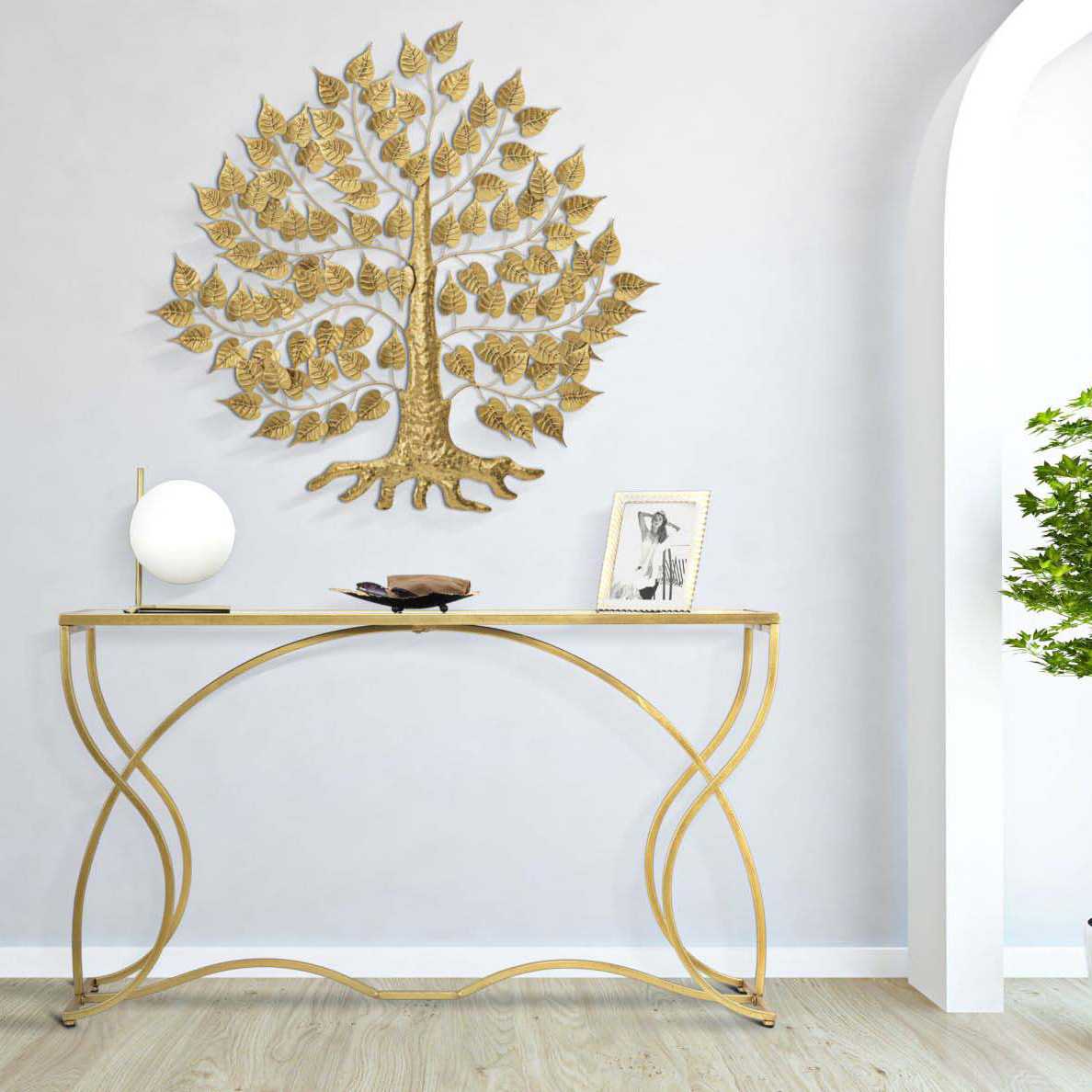 Console en métal doré sunshine 130 x 40 x 75 cm