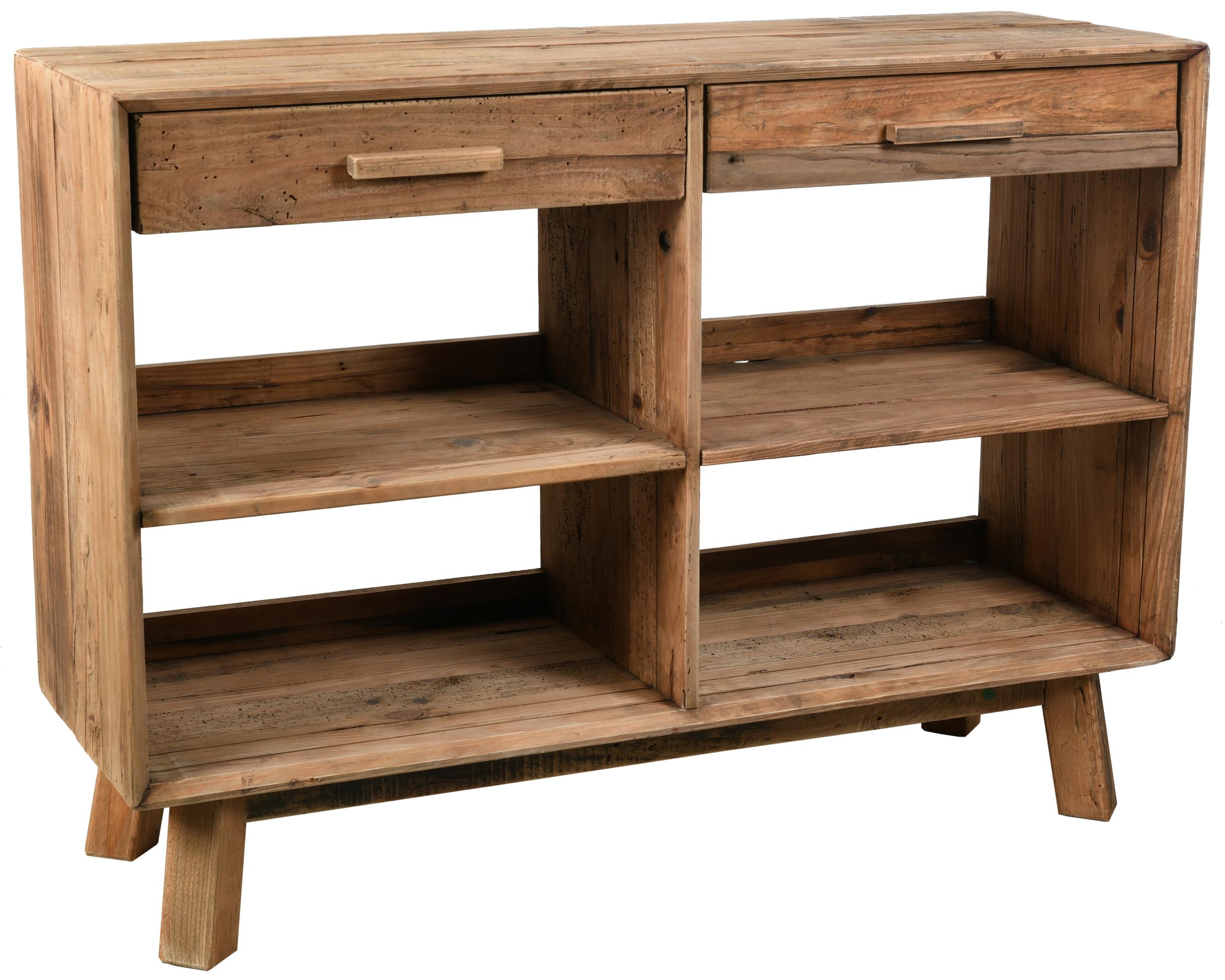 Console en pin recyclé étagères et tiroirs - AUBRY GASPARD | Jardindeco